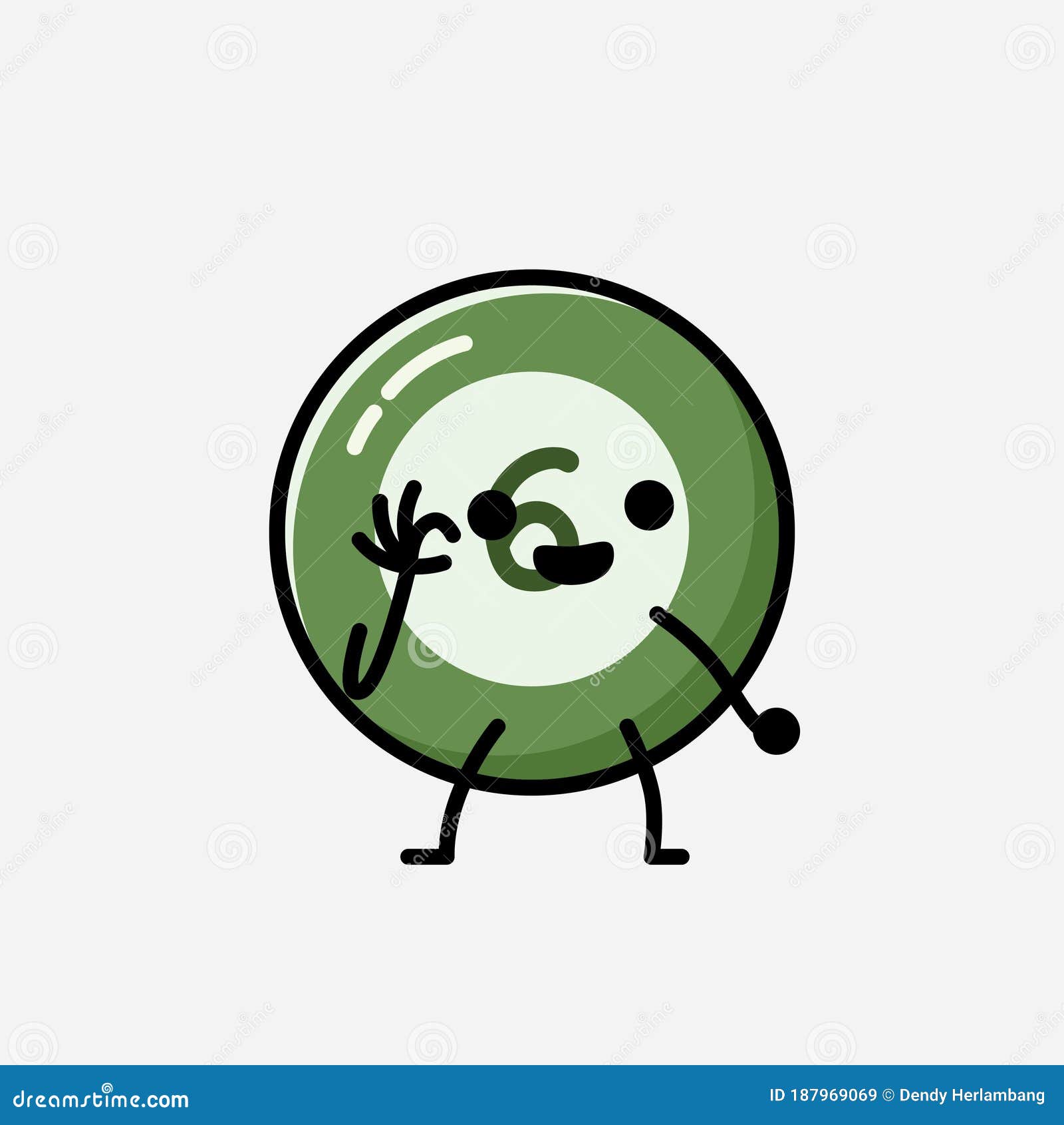 Cute Billiard Ball Mascot Vector Character in Flat Design Style Stock ...