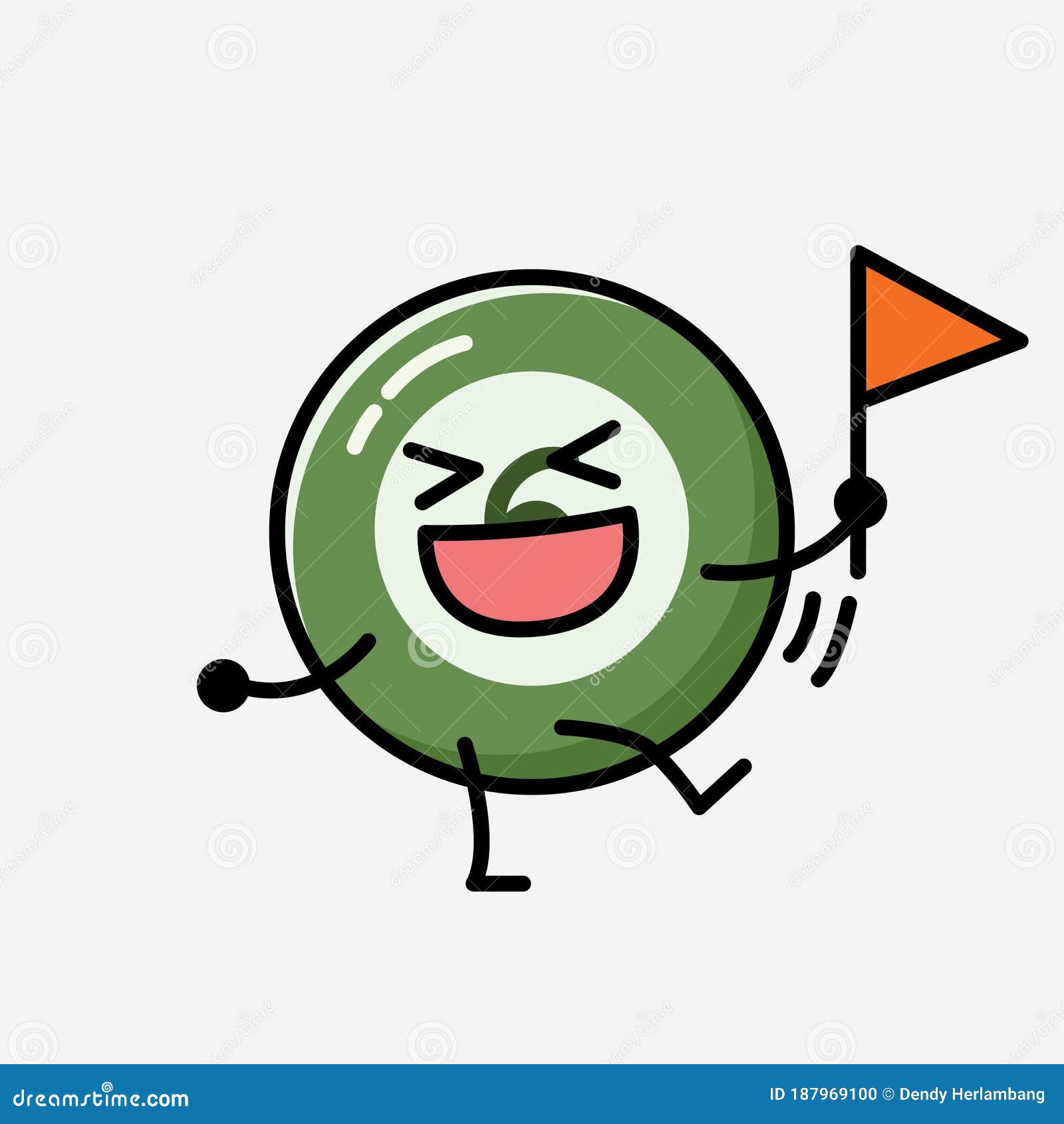 Cute Billiard Ball Mascot Vector Character in Flat Design Style Stock ...
