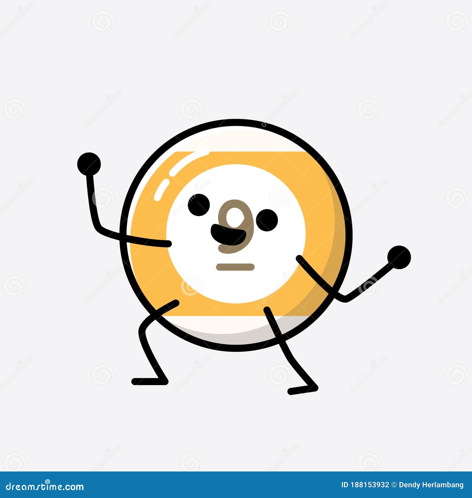 Cute Billiard Ball Mascot Vector Character in Flat Design Style Stock ...