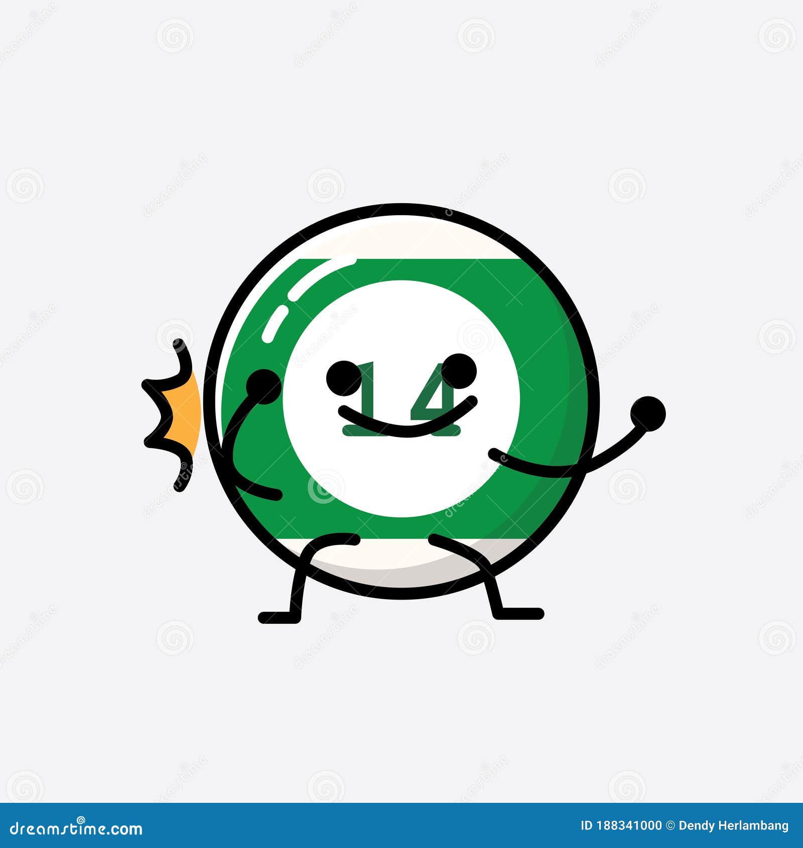 Cute Billiard Ball Mascot Vector Character in Flat Design Style Stock ...