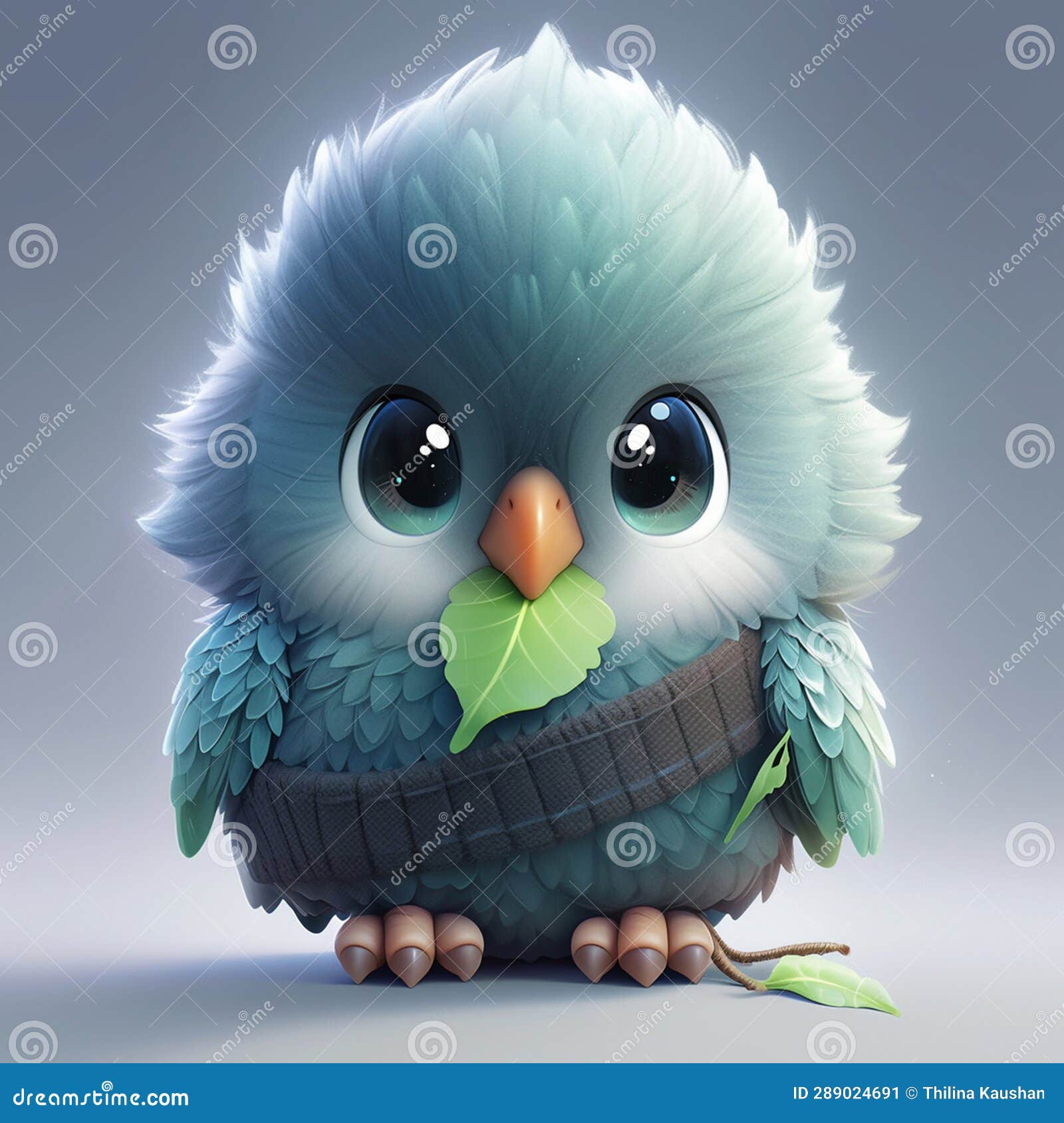 Cute Bird with Black Belt Ai Generate Stock Illustration - Illustration ...