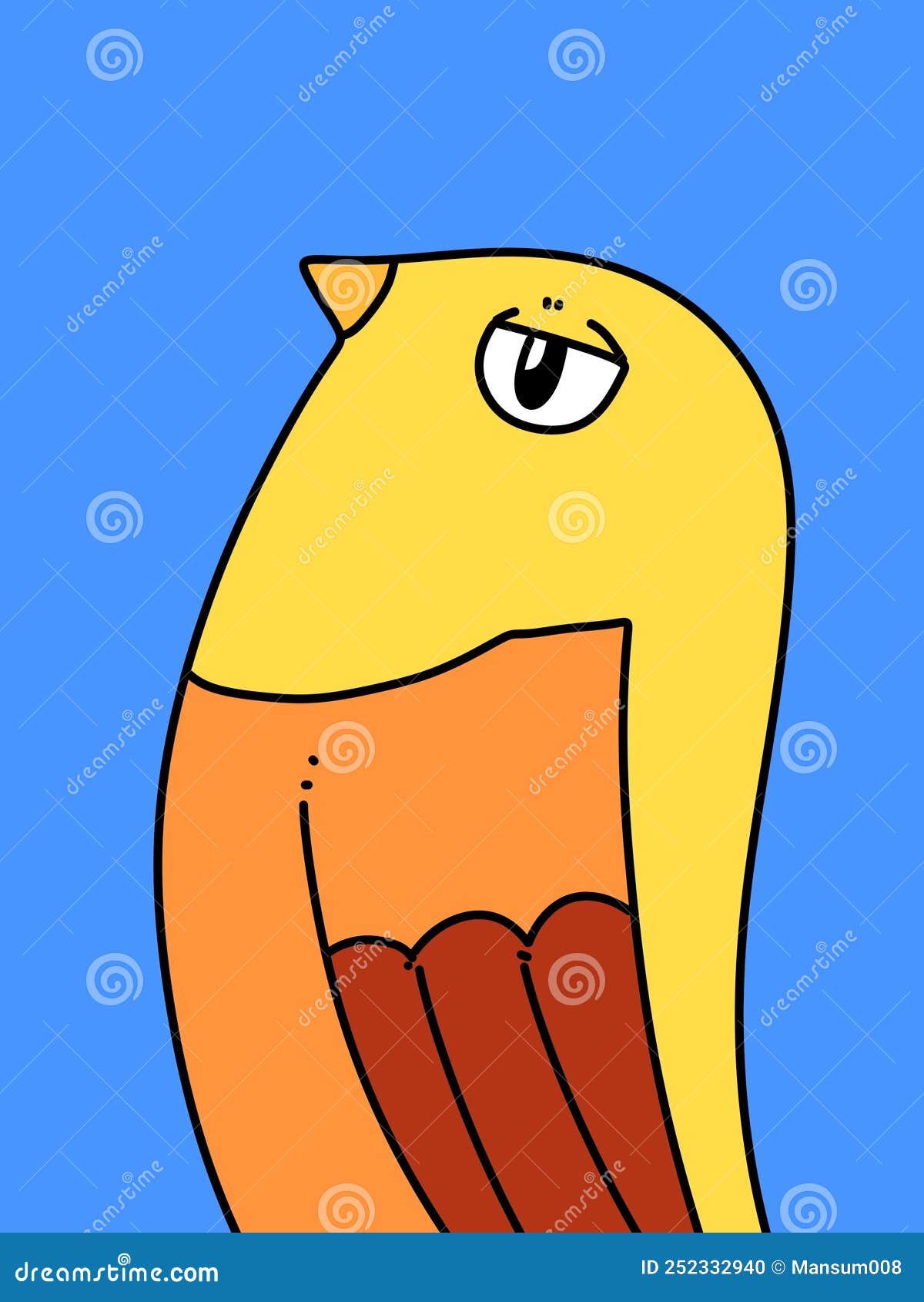 Cute Bird Cartoon on Blue Background Stock Illustration - Illustration ...