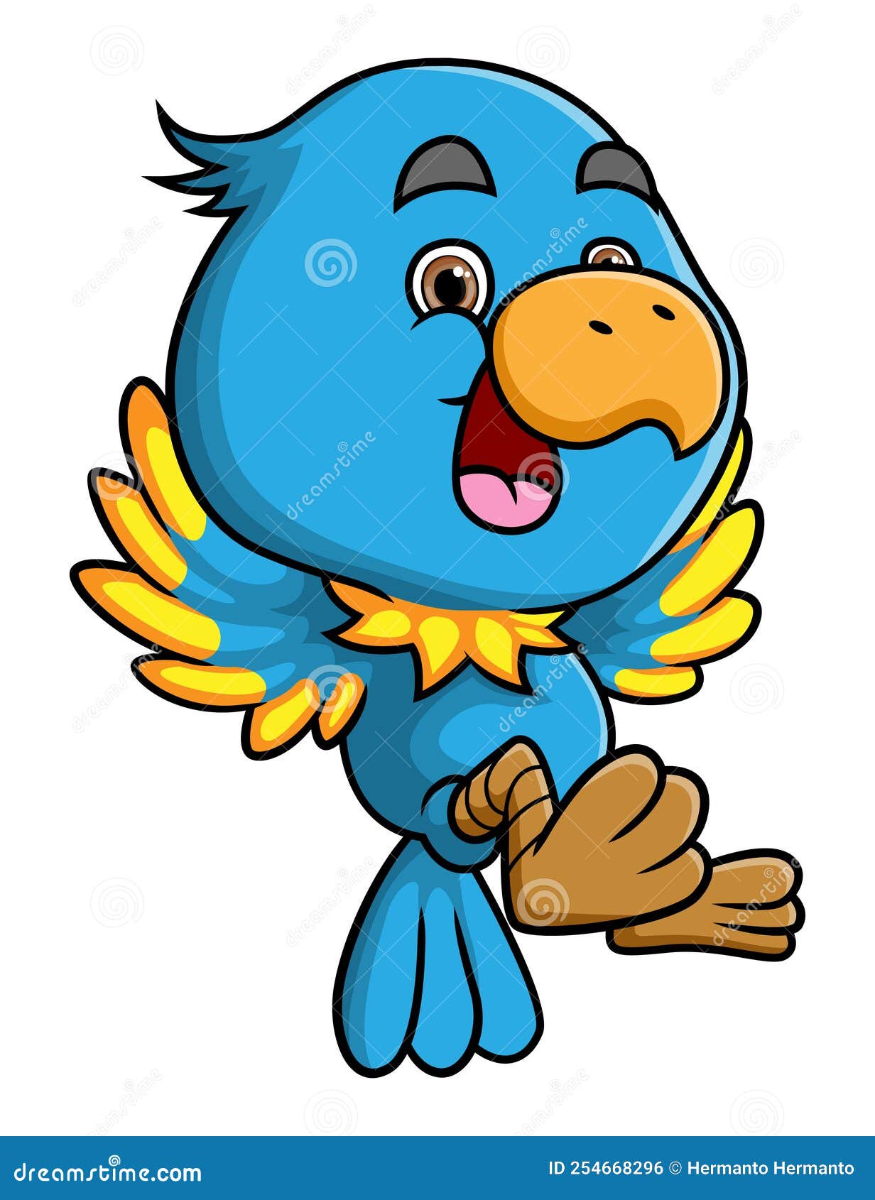 The Cute Bird is Flying and so Happy while Smiling Stock Vector ...