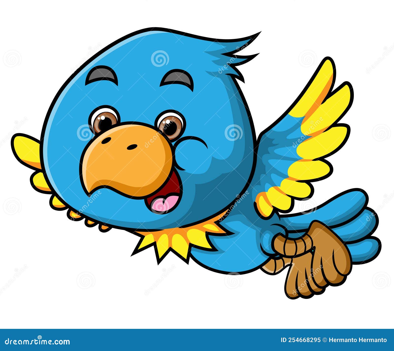 The Cute Bird is Flying in the Sky and Smiling Stock Vector ...