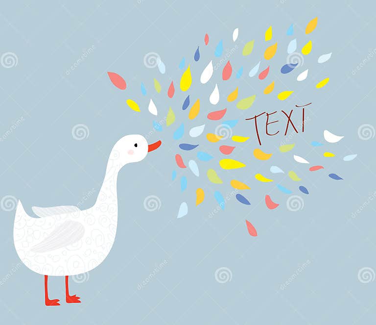 Cute Bird Goose with Message Stock Vector - Illustration of feeding ...