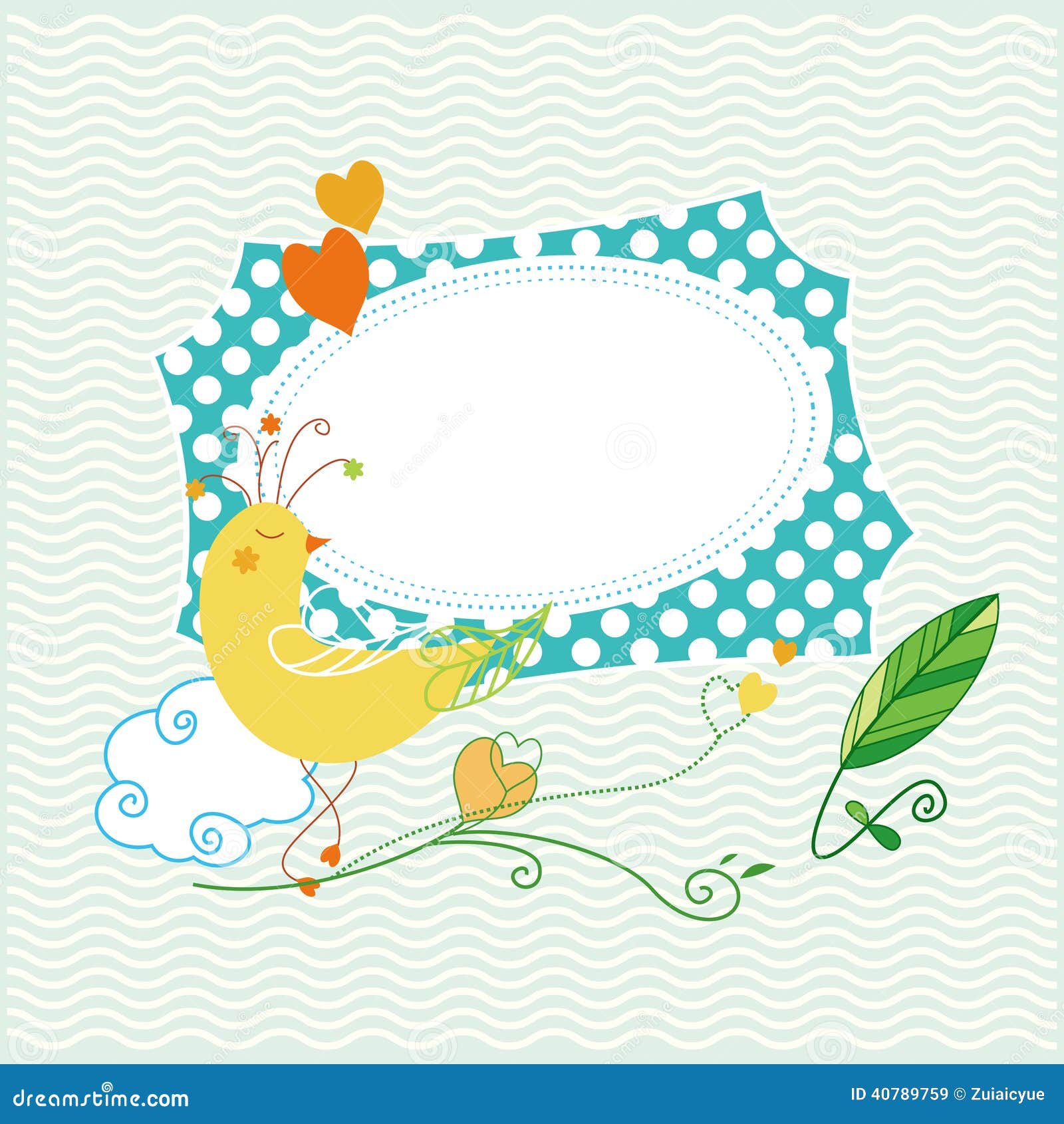 Cute bird greeting card stock vector. Illustration of bird - 40789759