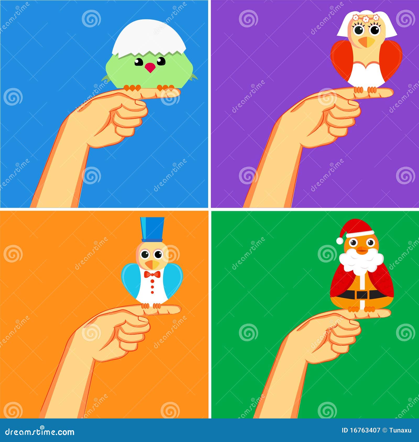 Cute bird on hand stock vector. Illustration of friend - 16763407