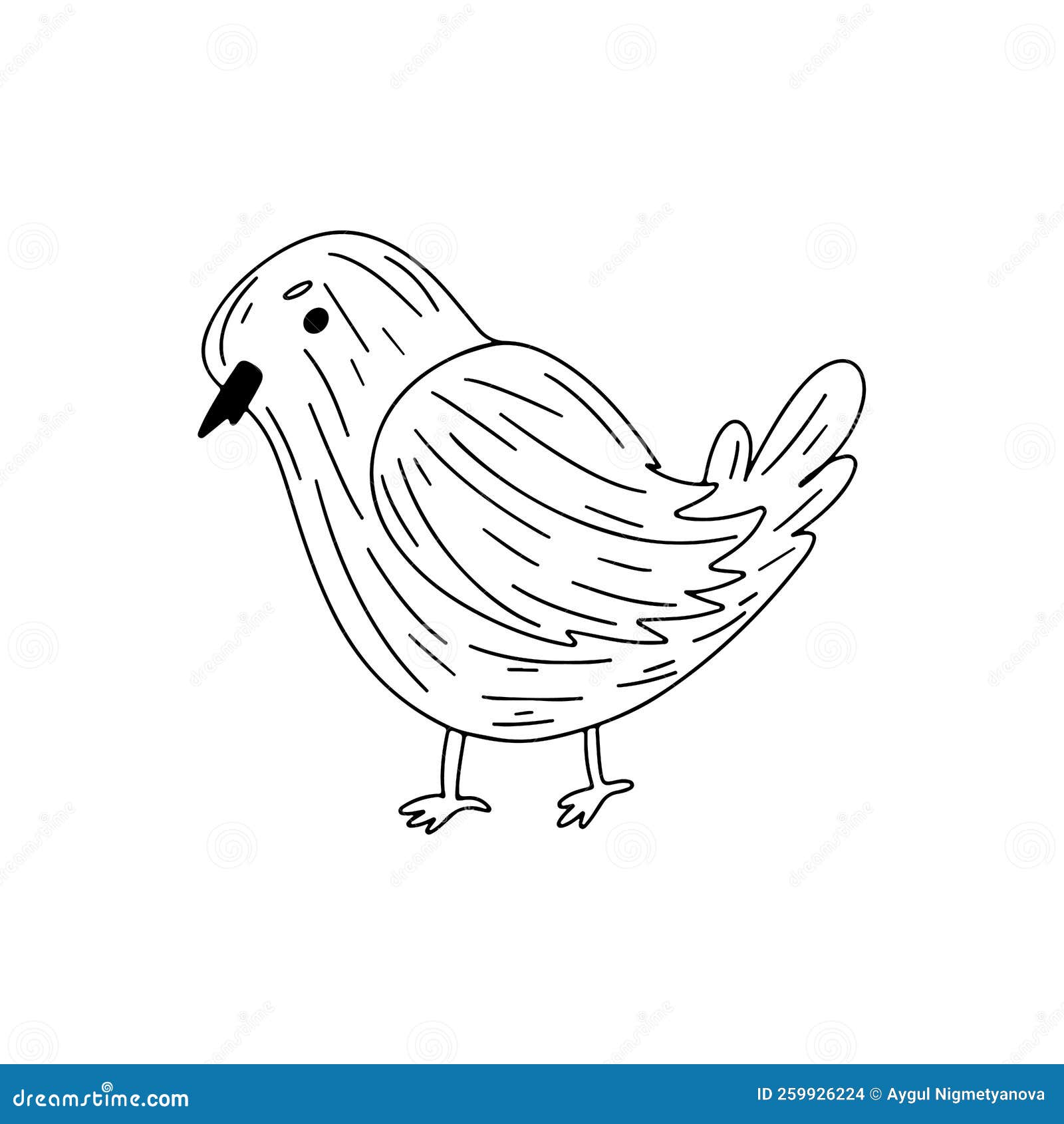 Cute Bird in Hand Drawn Doodle Style. Vector Illustration. Stock Vector ...