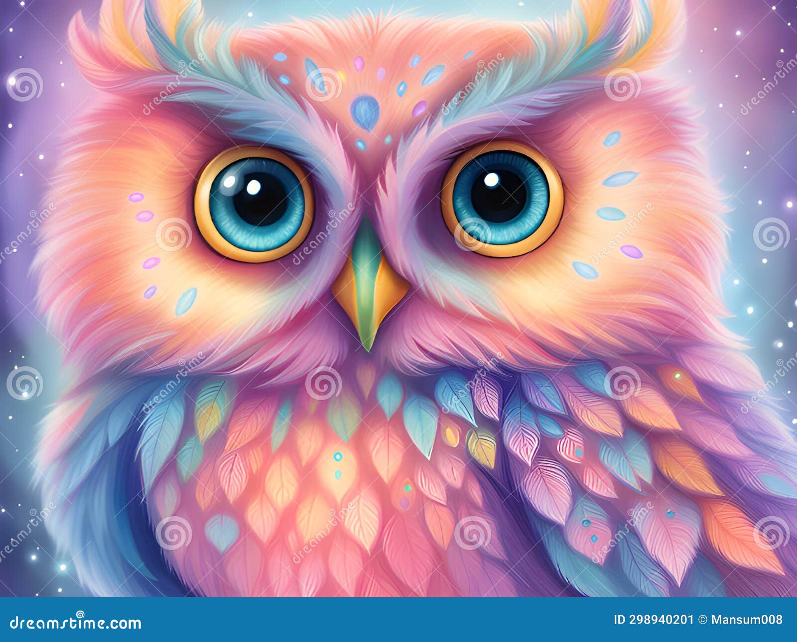 Cute Bird Head with Colorful Owl Stock Illustration - Illustration of ...