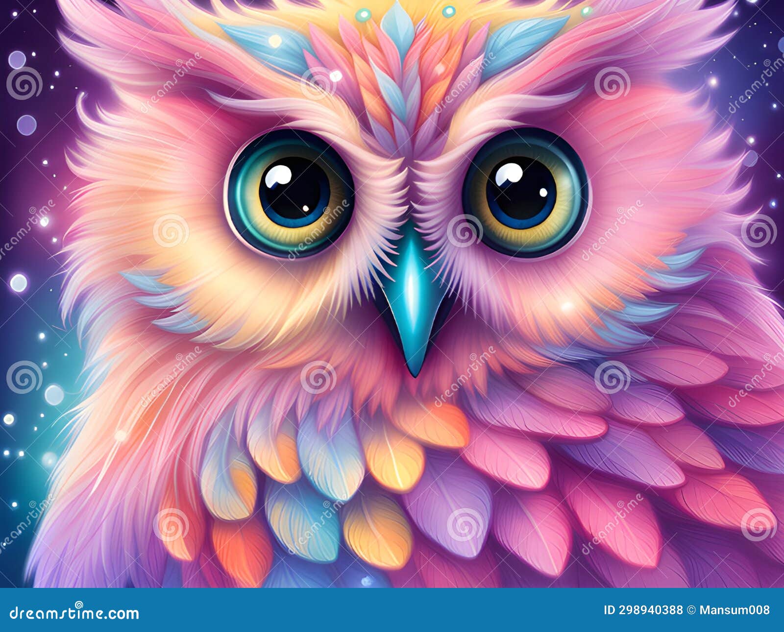 Cute Bird Head with Colorful Owl Stock Illustration - Illustration of ...