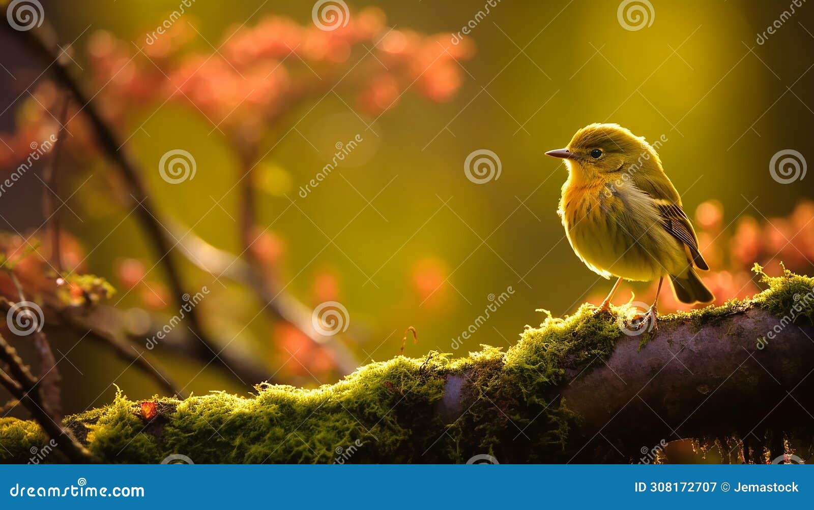 A Cute Bird Perching on a Branch, Singing in the Sun Generated by AI ...