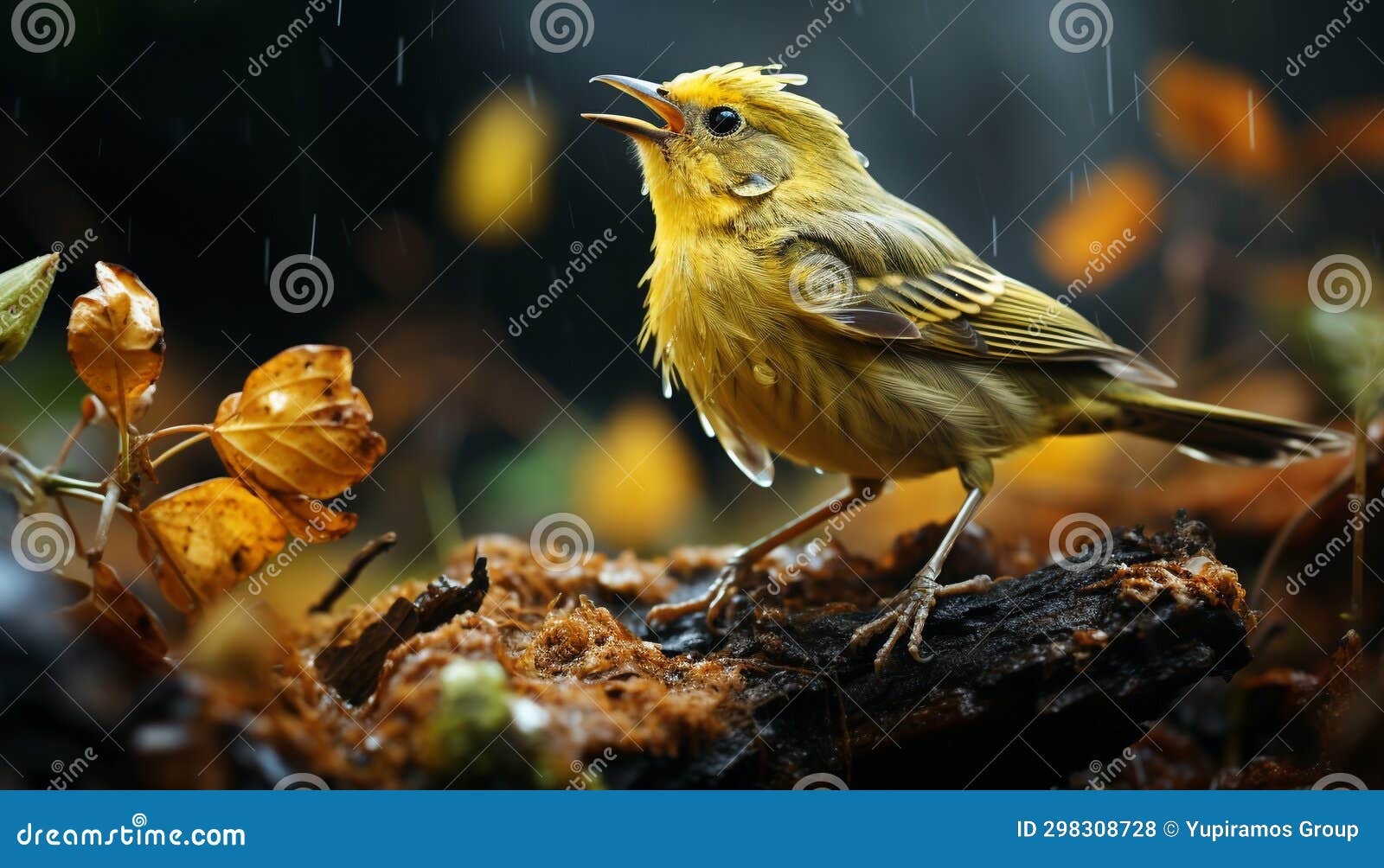 Cute Bird Perching on Branch, Singing in Tranquil Forest Generated by ...