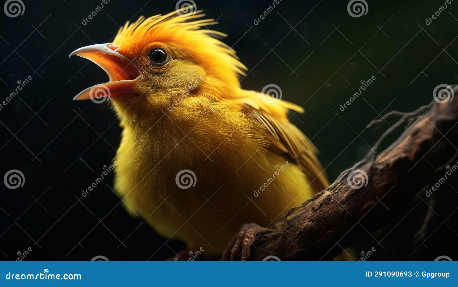 Cute Bird Perching on Branch, Singing in Tropical Green Nature ...