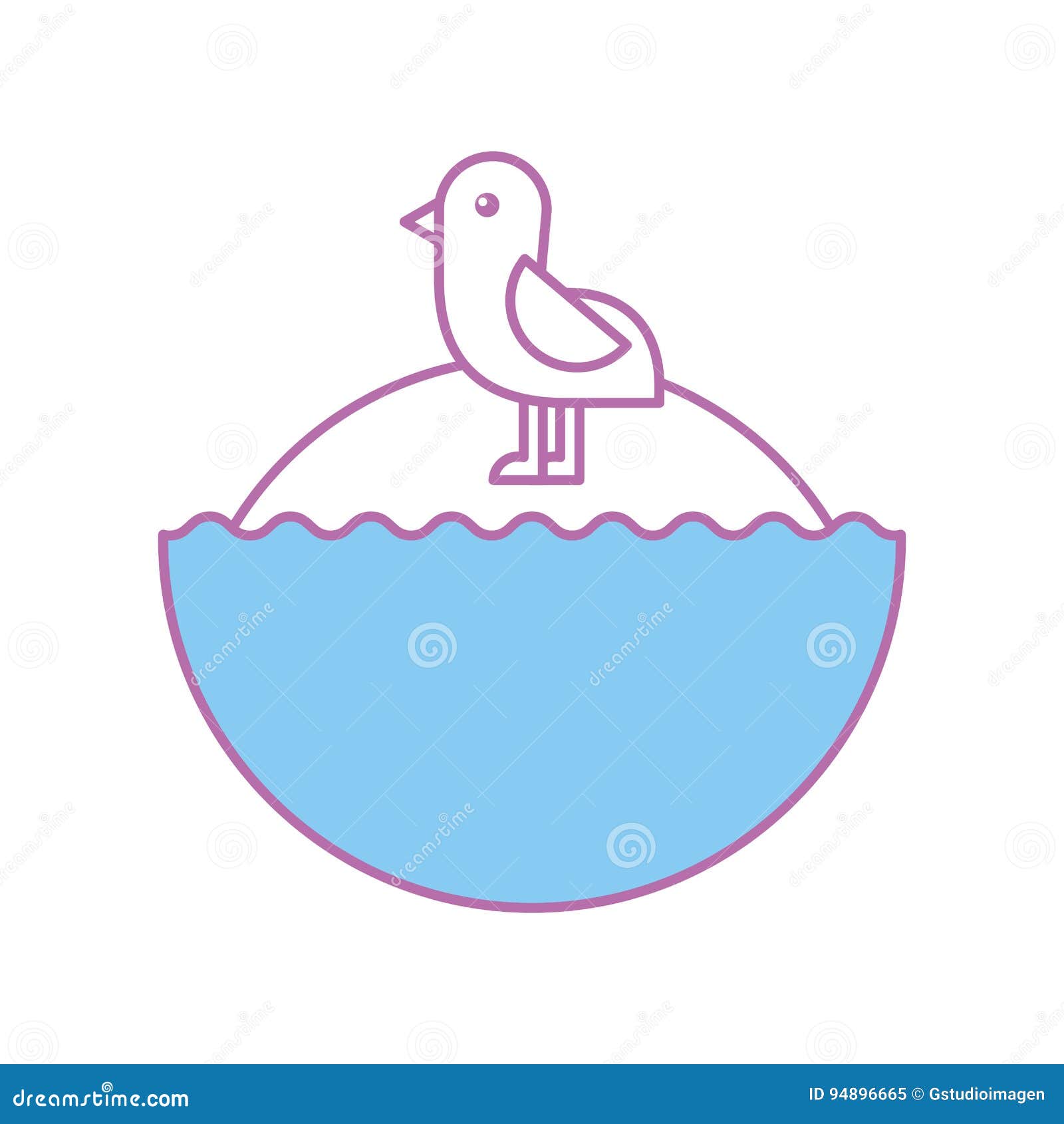 Cute bird sea icon stock vector. Illustration of icon - 94896665