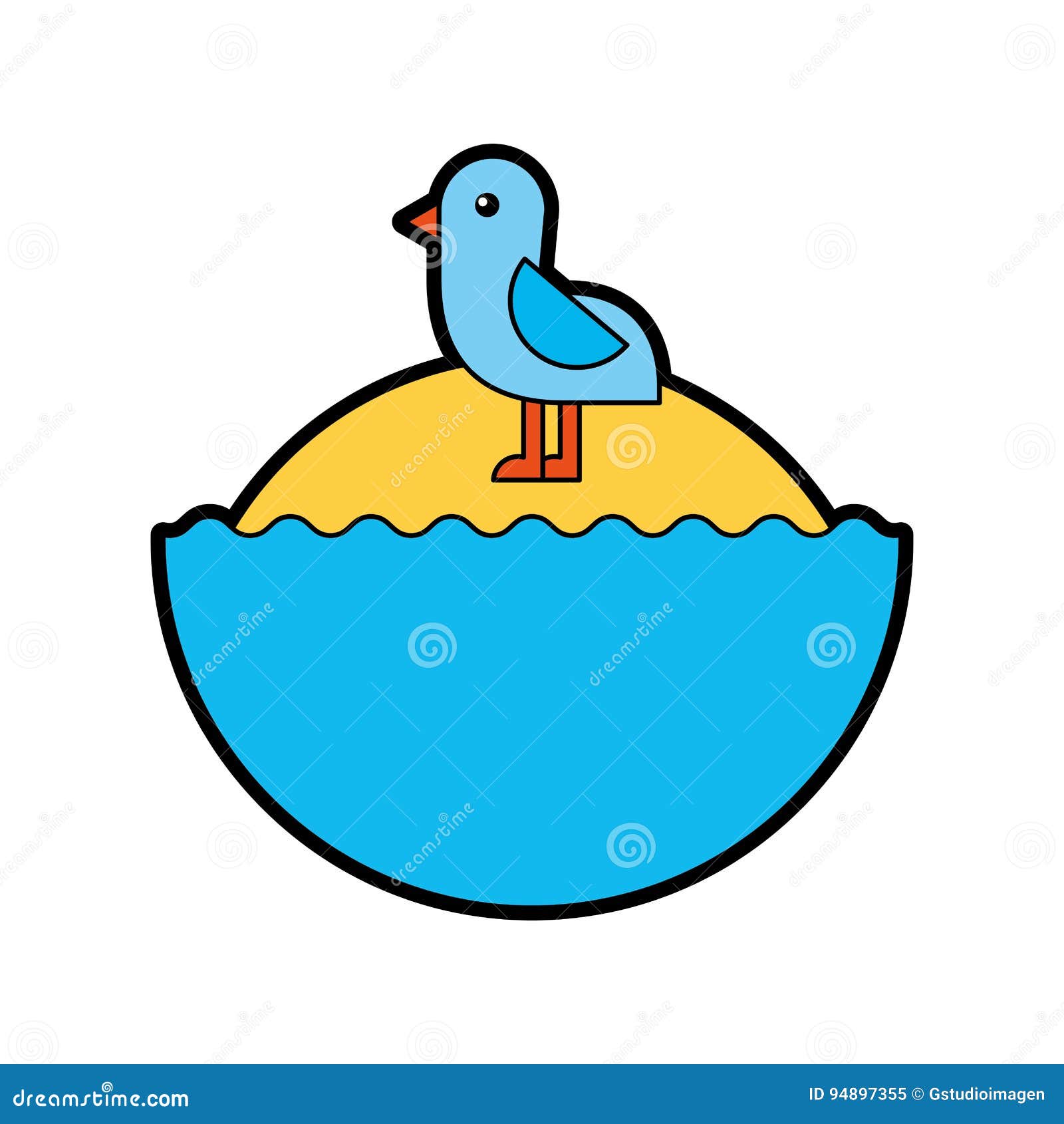 Cute bird sea icon stock vector. Illustration of seaguls - 94897355