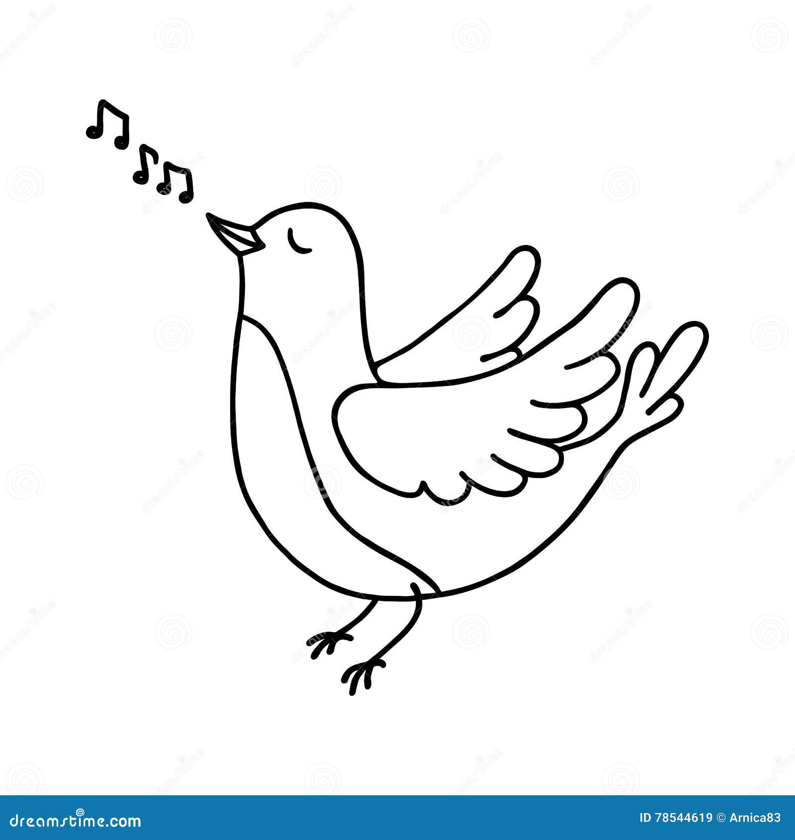 Cute bird singing stock vector. Illustration of note - 78544619