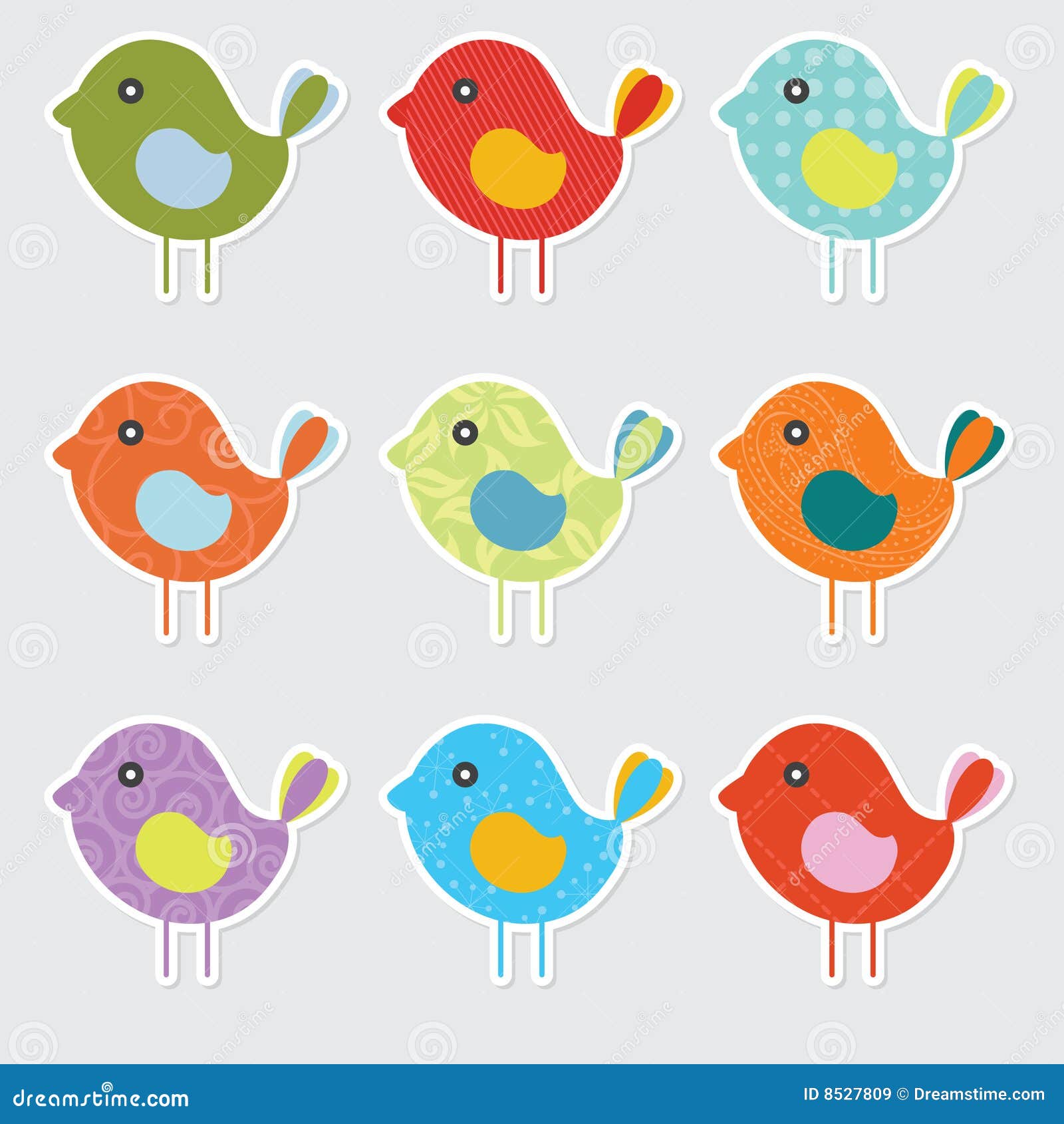 Cute bird stickers stock illustration. Illustration of symbol - 8527809