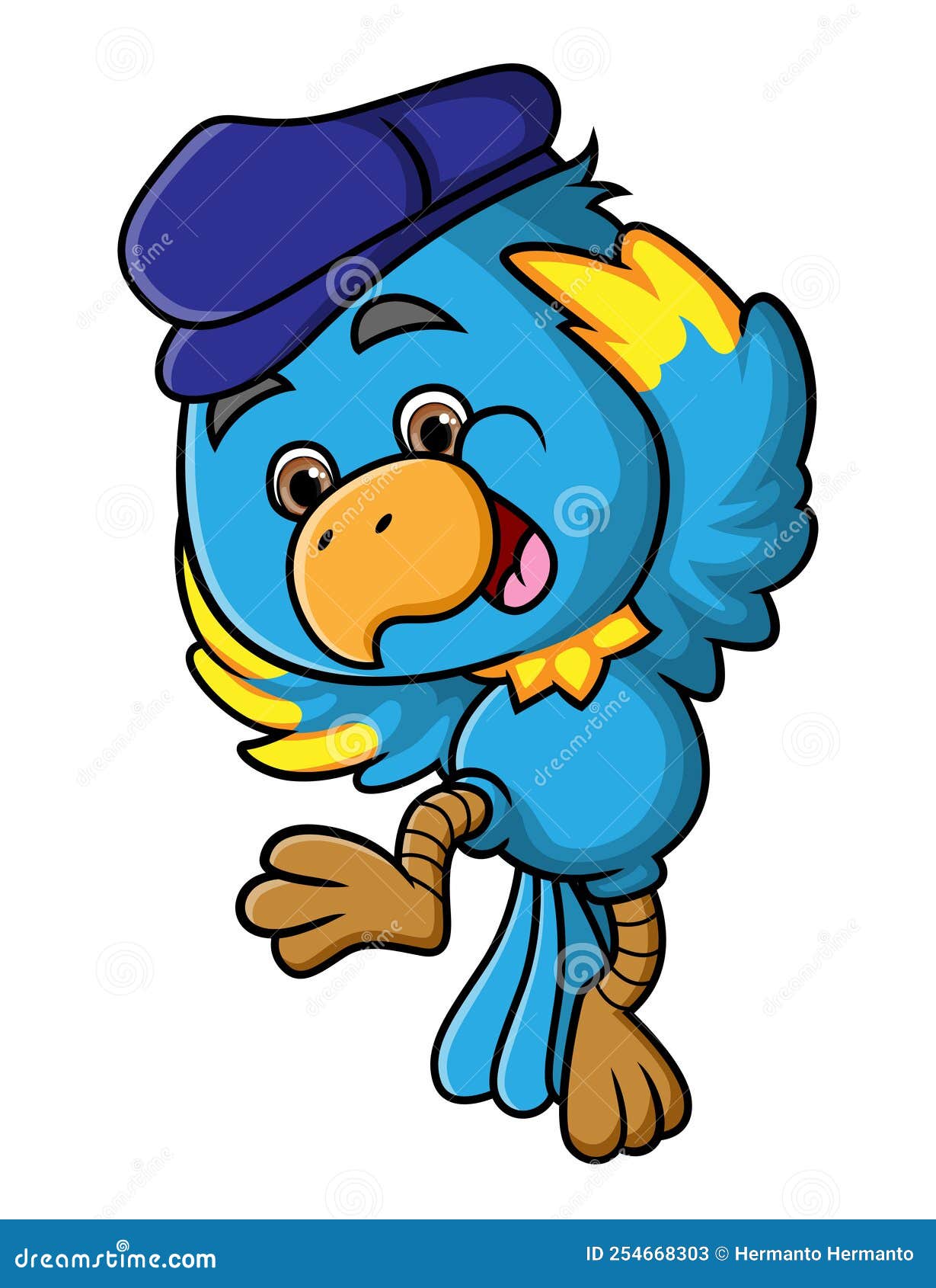 The Cute Bird is Wearing a Cap while Covering Both Ears Stock Vector ...