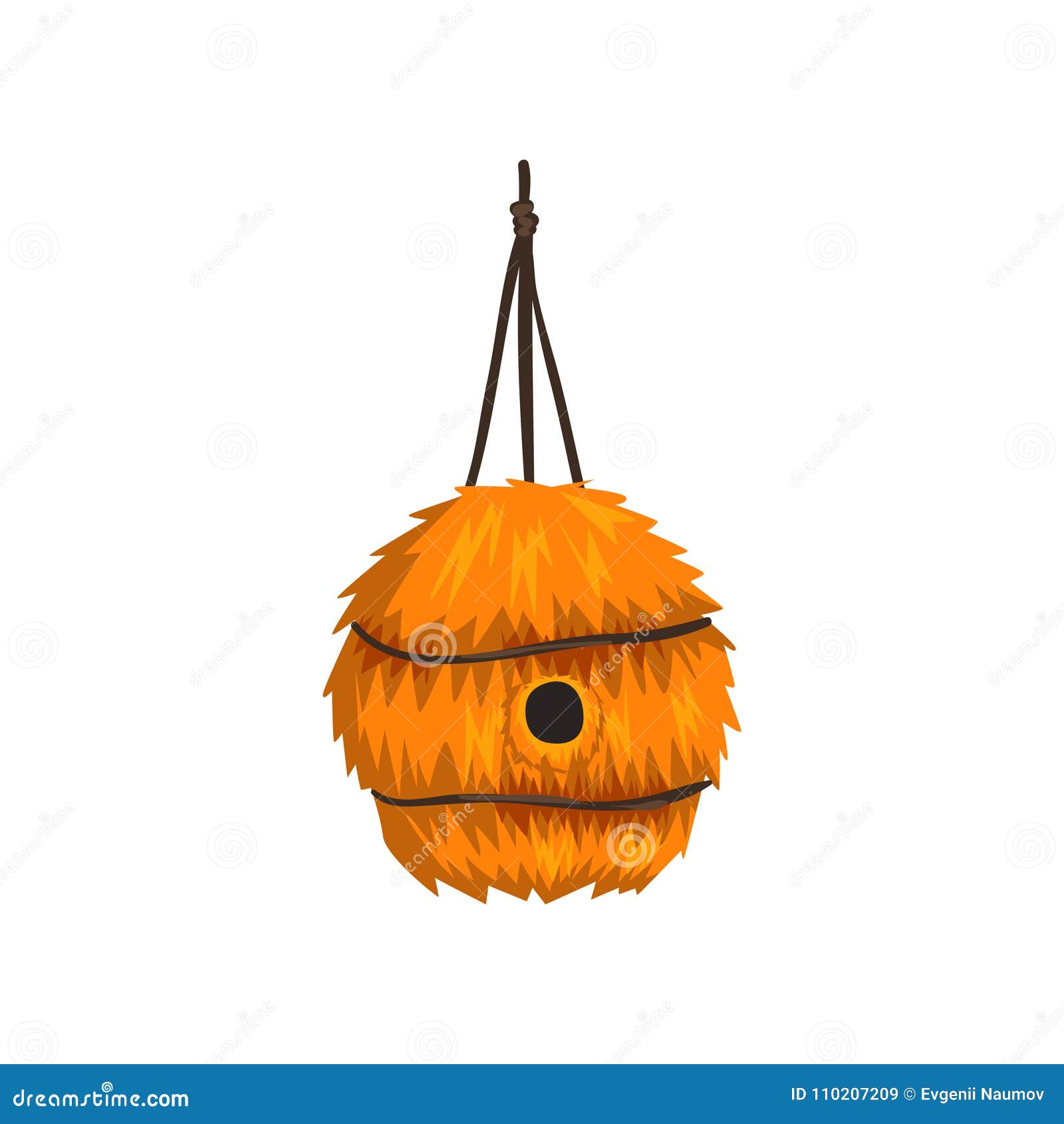 Cute Birdhouse Made Of Straw, Nesting Box Cartoon Vector Illustration ...