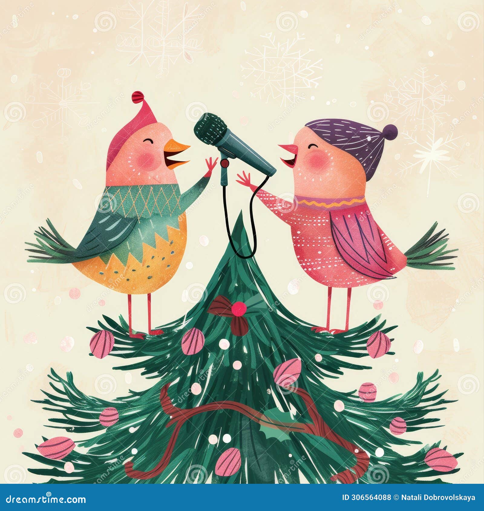 Cute Birds I with Microphone on the Tree Singing Songs.,spring Concept ...