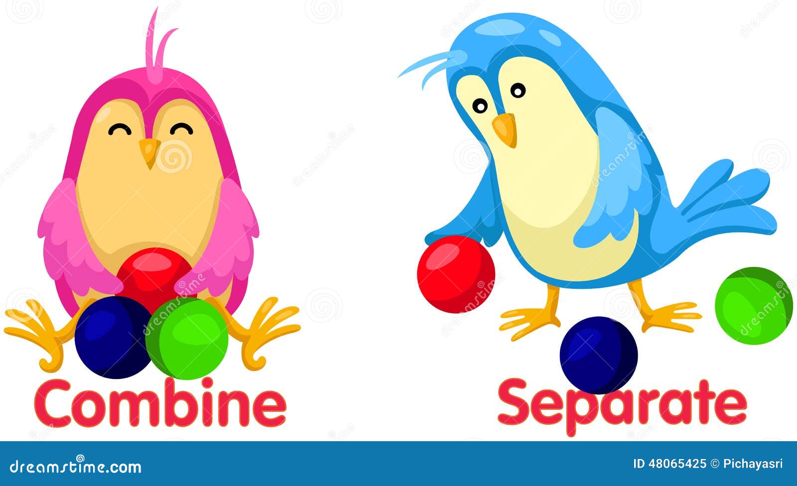 Cute Birds with Opposite Words Stock Vector - Illustration of child ...