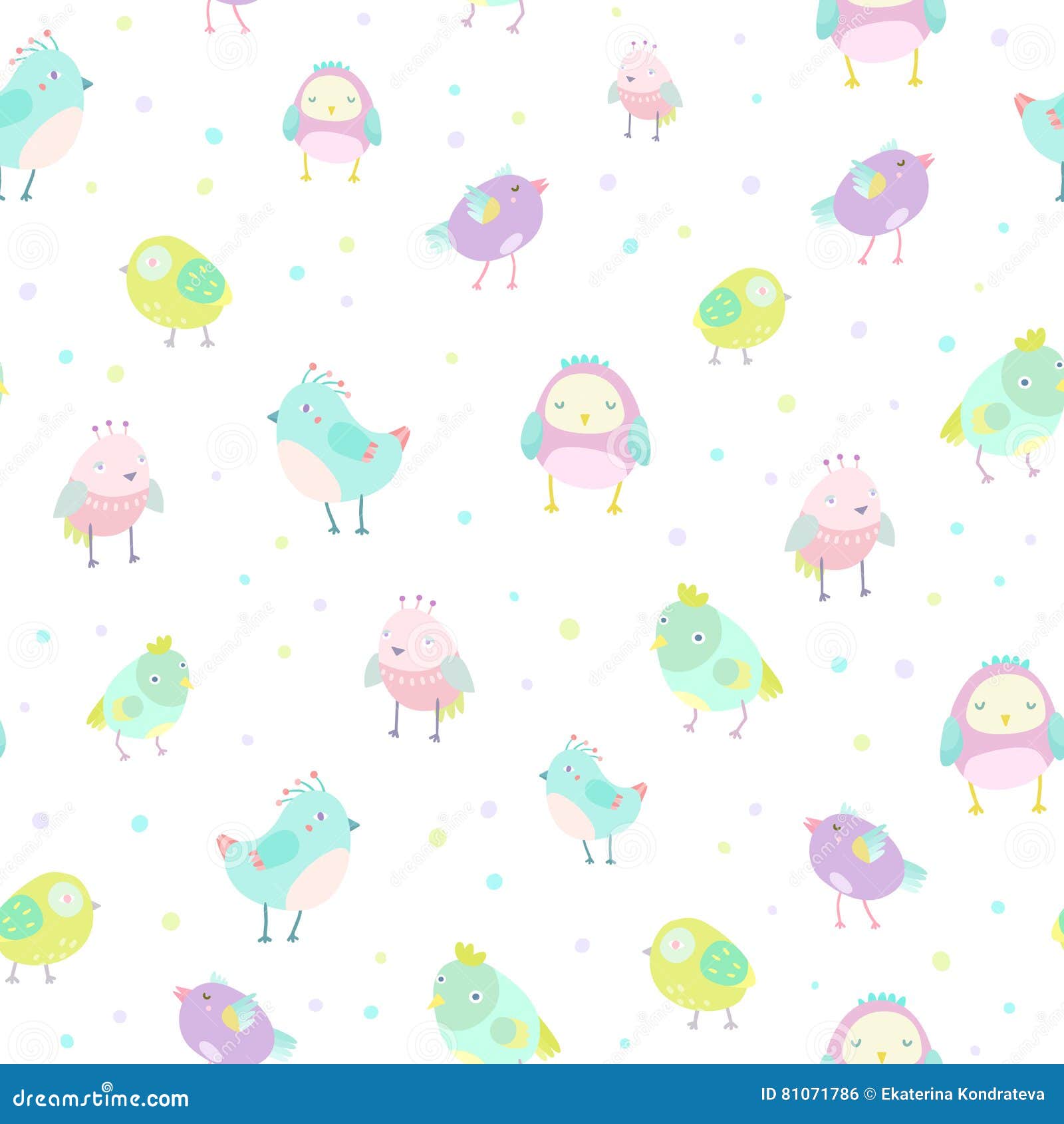 Cute birds pattern. stock vector. Illustration of hand - 81071786