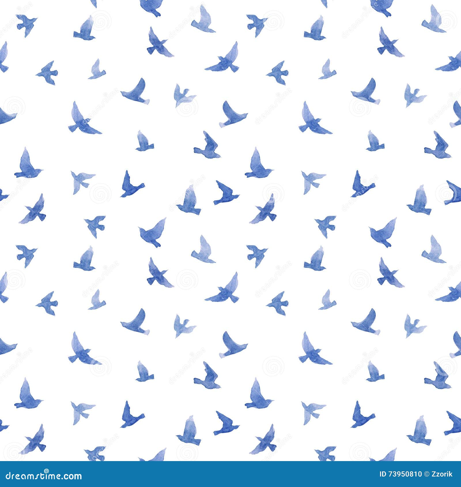 Cute Birds. Seamless Pattern. Watercolor Stock Illustration ...