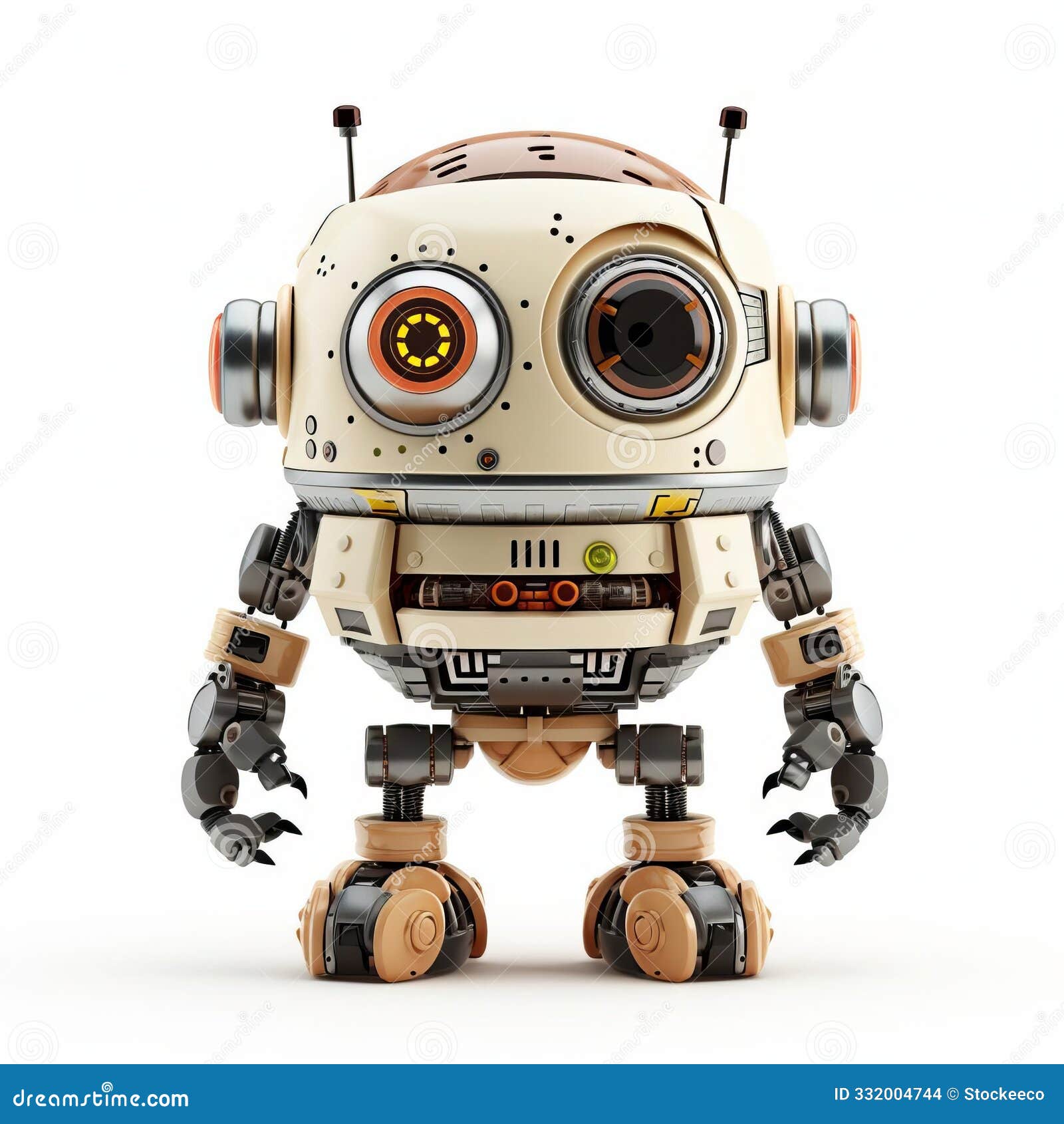 Cute Bistre Grid Bot: Small Robot with Big Eyes in Technological Marvel ...