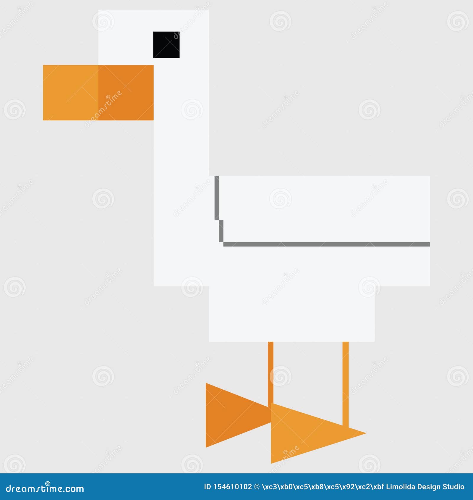 Cute 8 Bit Duck Vector Illustration. Farm Bird Pixel Clipart Stock ...