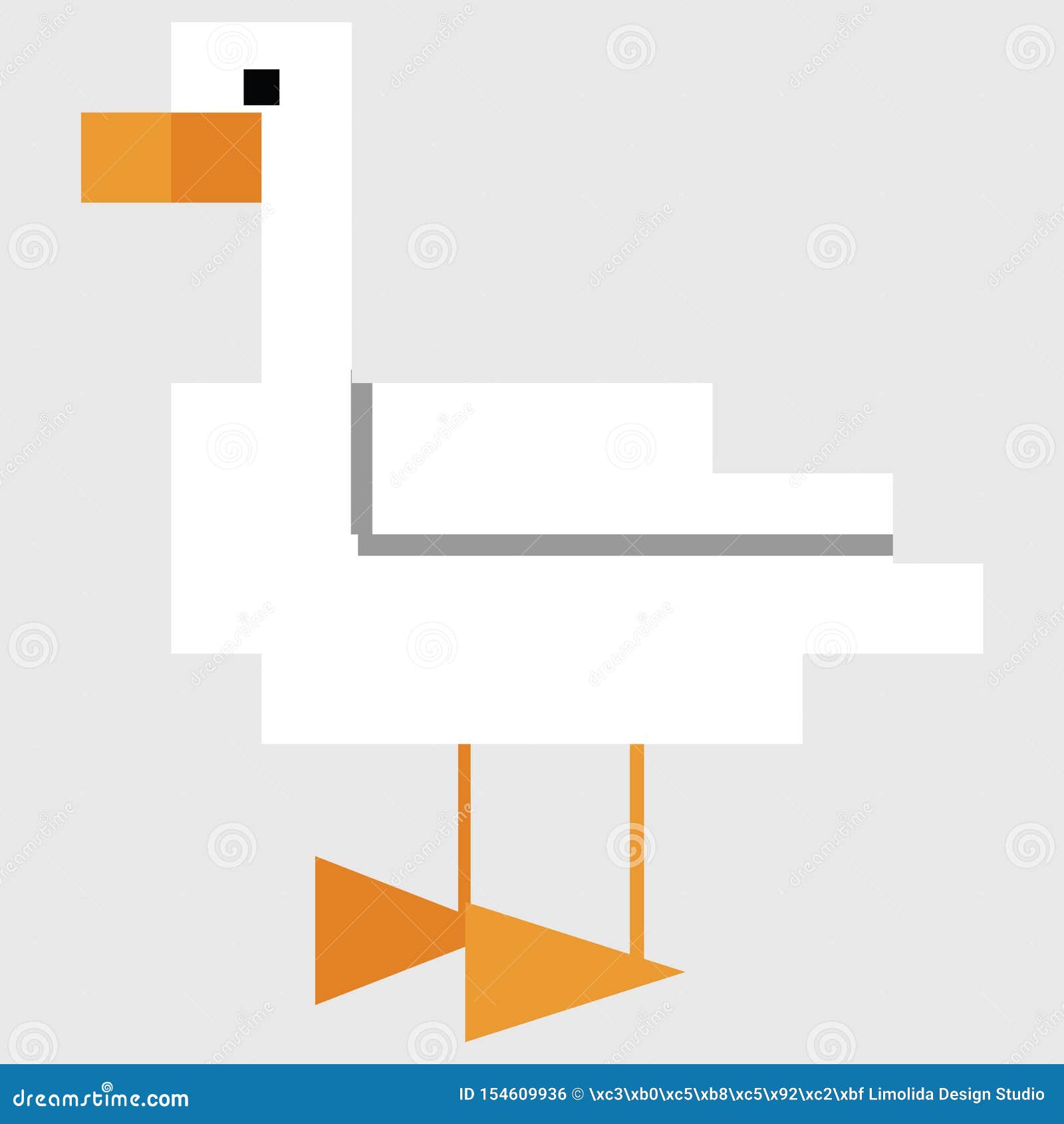 Cute 8 Bit Goose Vector Illustration. Farm Bird Pixel Clipart Stock ...