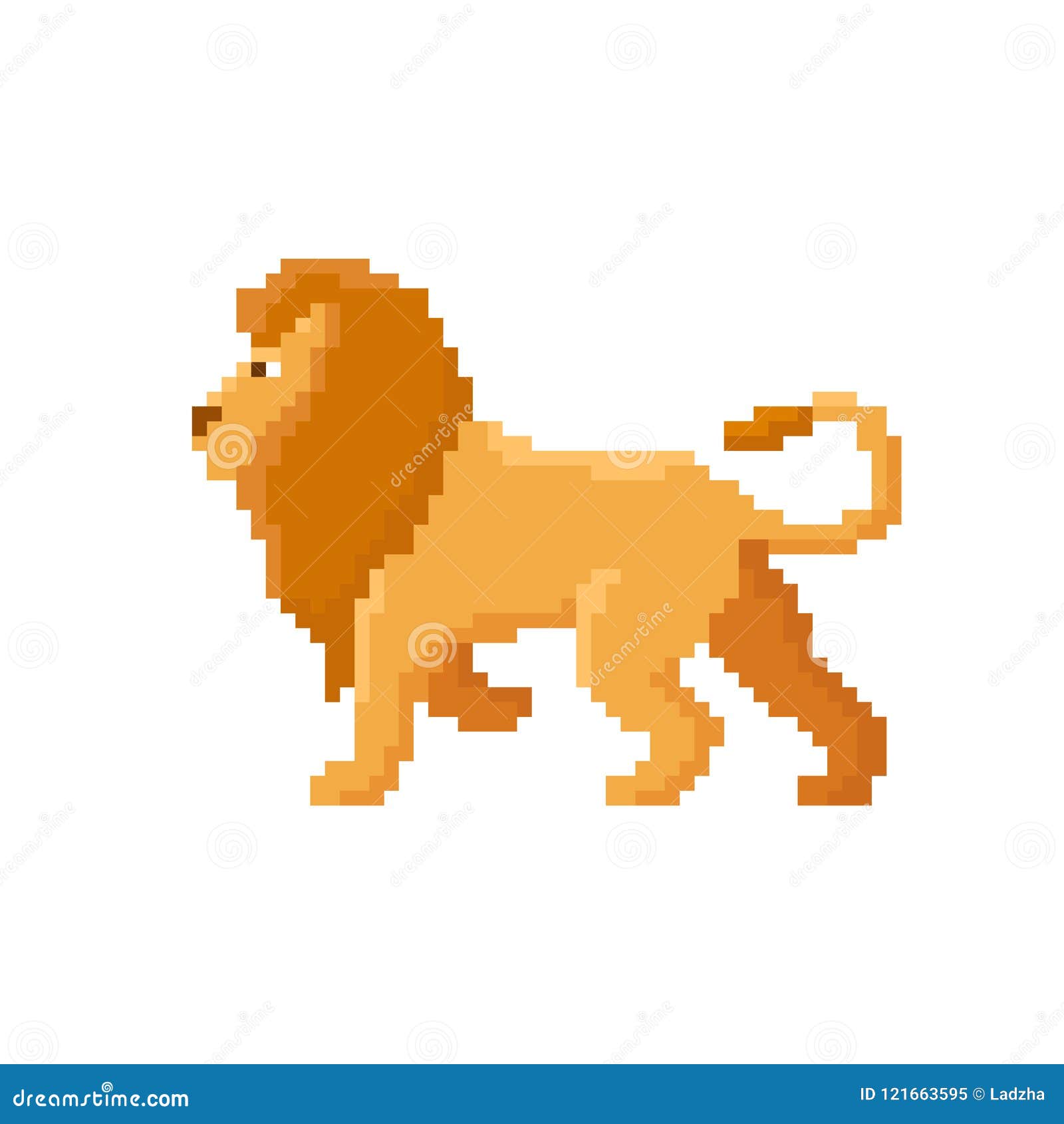 Cute 8-bit Lion Isolated on White Background. Stock Vector ...