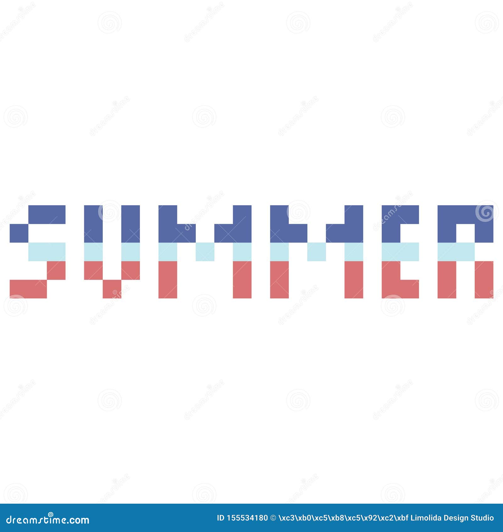 Cute 8 Bit Summer Typography. Pixel Nautical Clip Art. Stock Vector ...