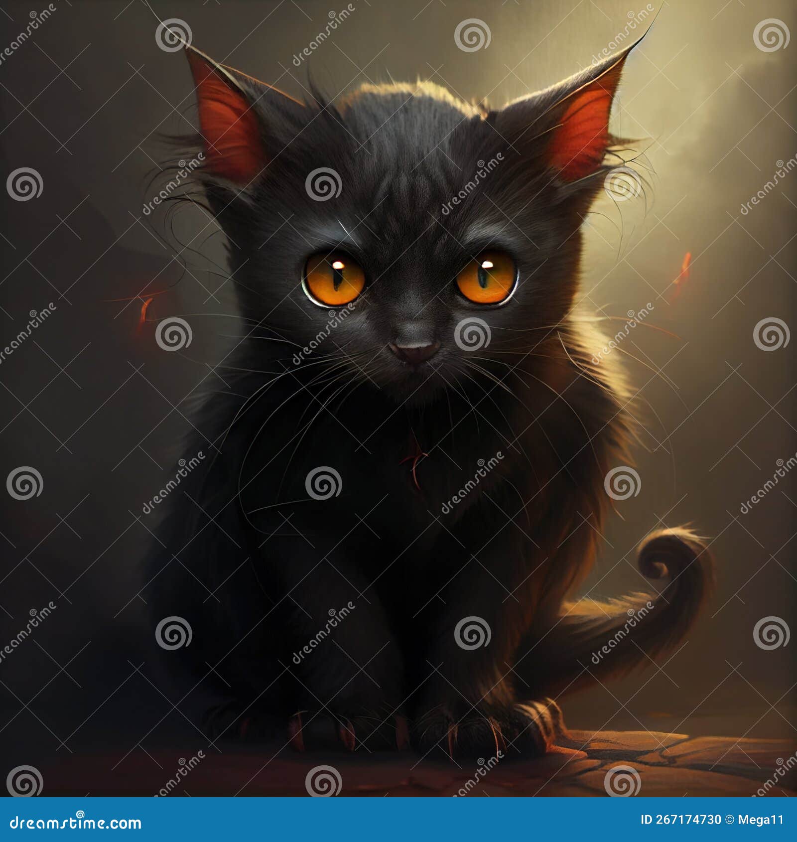 Generative AI: Cute Black Cat with Angry Expression Extremely Furry ...