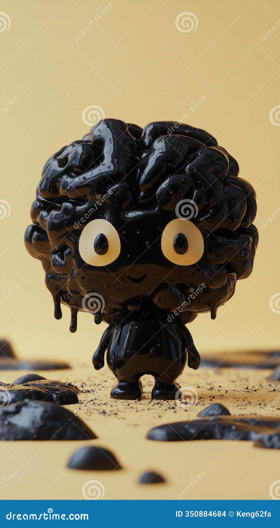 Cute Black Character with Messy Brain and Playful Expression Stock ...