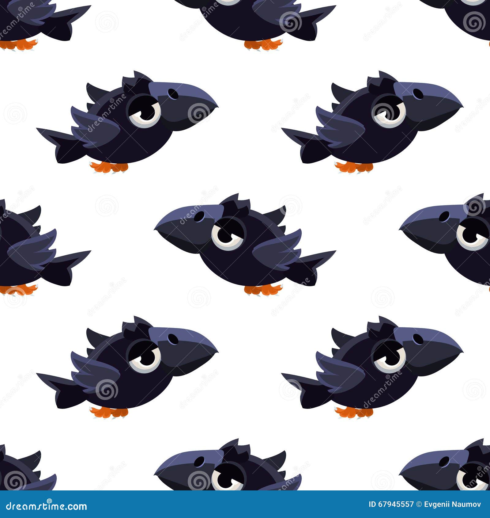 Cute Black Crow Seamless Pattern Stock Vector - Illustration of ...