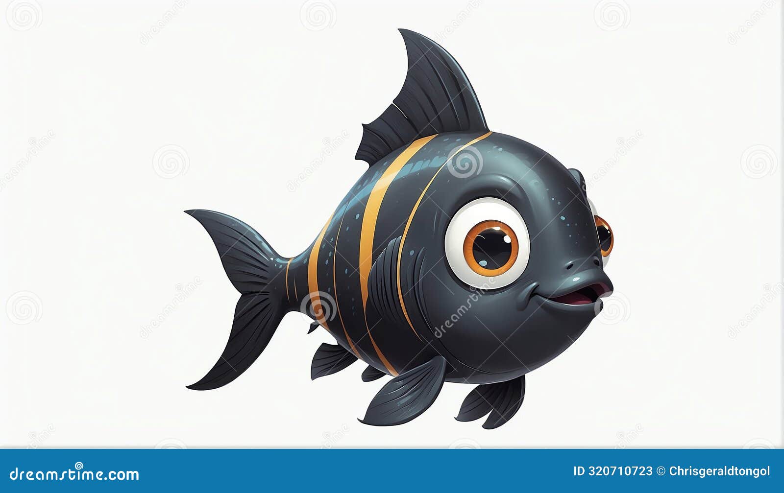 Cute Black Fish on Plain White Ai Generated Stock Illustration ...