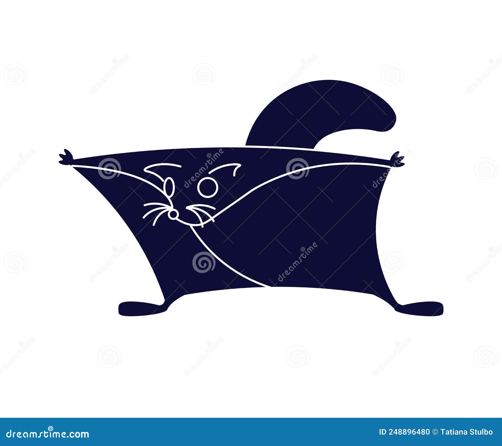 Cute Black Flying Squirrel in Flight , Stylized Pet Stock Vector ...