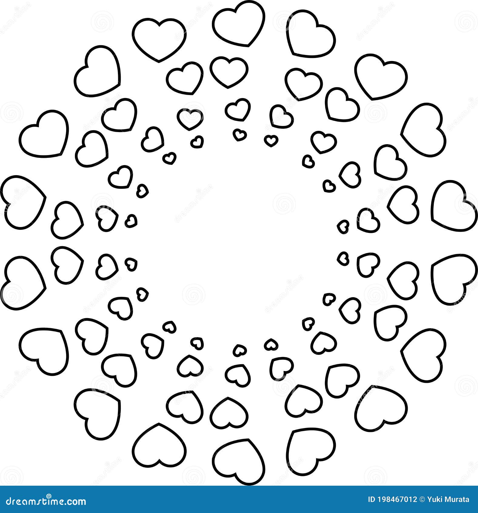 Cute Black Heart Circle Frame Stock Vector - Illustration of material ...