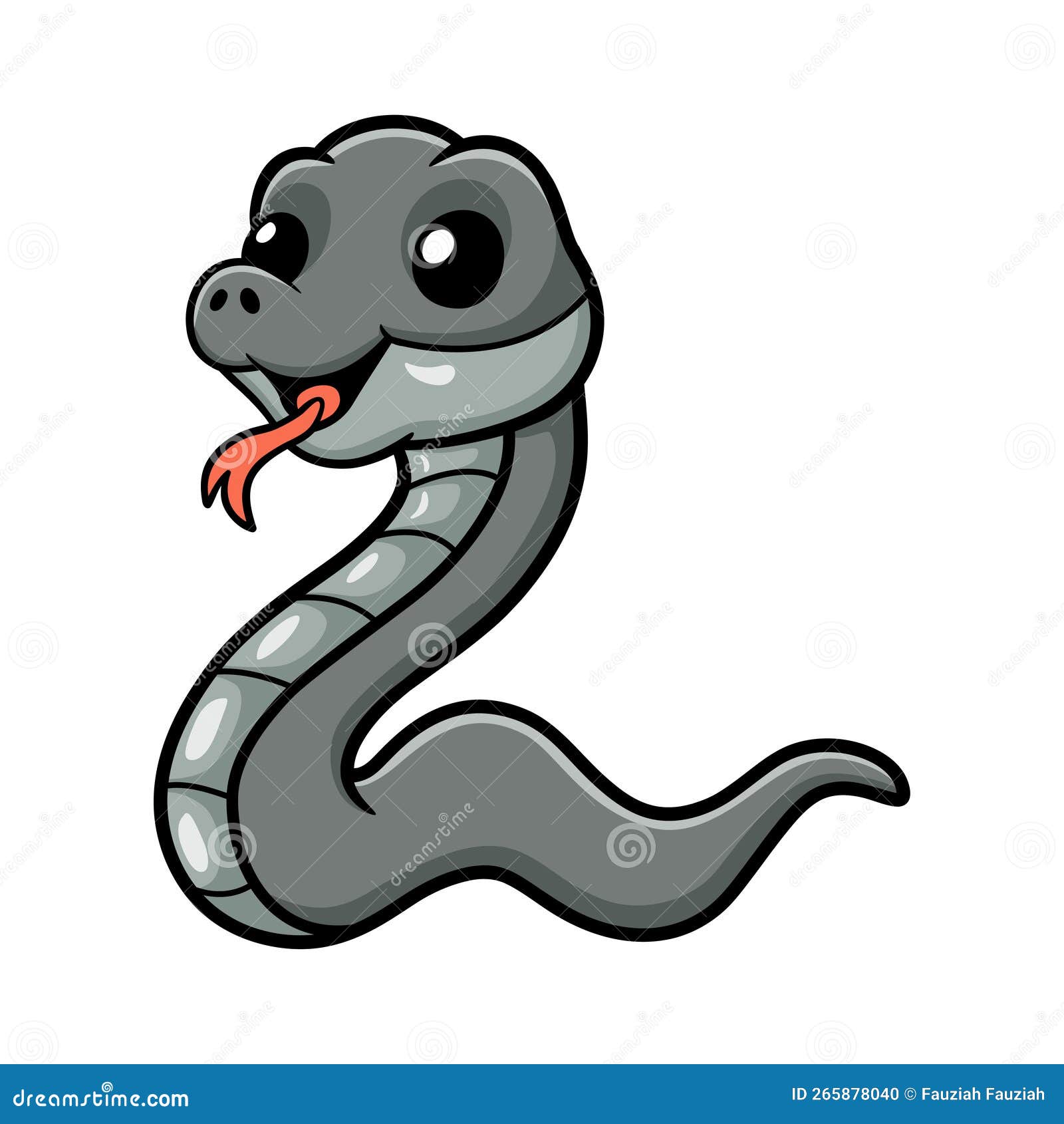 Cute Black Mamba Snake Cartoon Stock Vector - Illustration of little ...