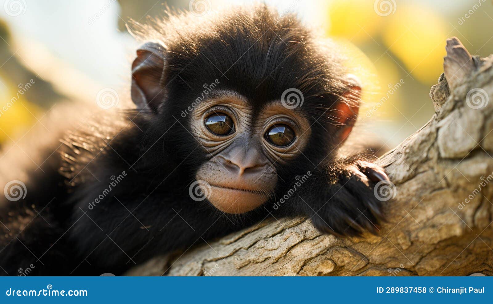 A Cute Black Monkey Sitting on a Tree in Africa Stock Photo - Image of ...