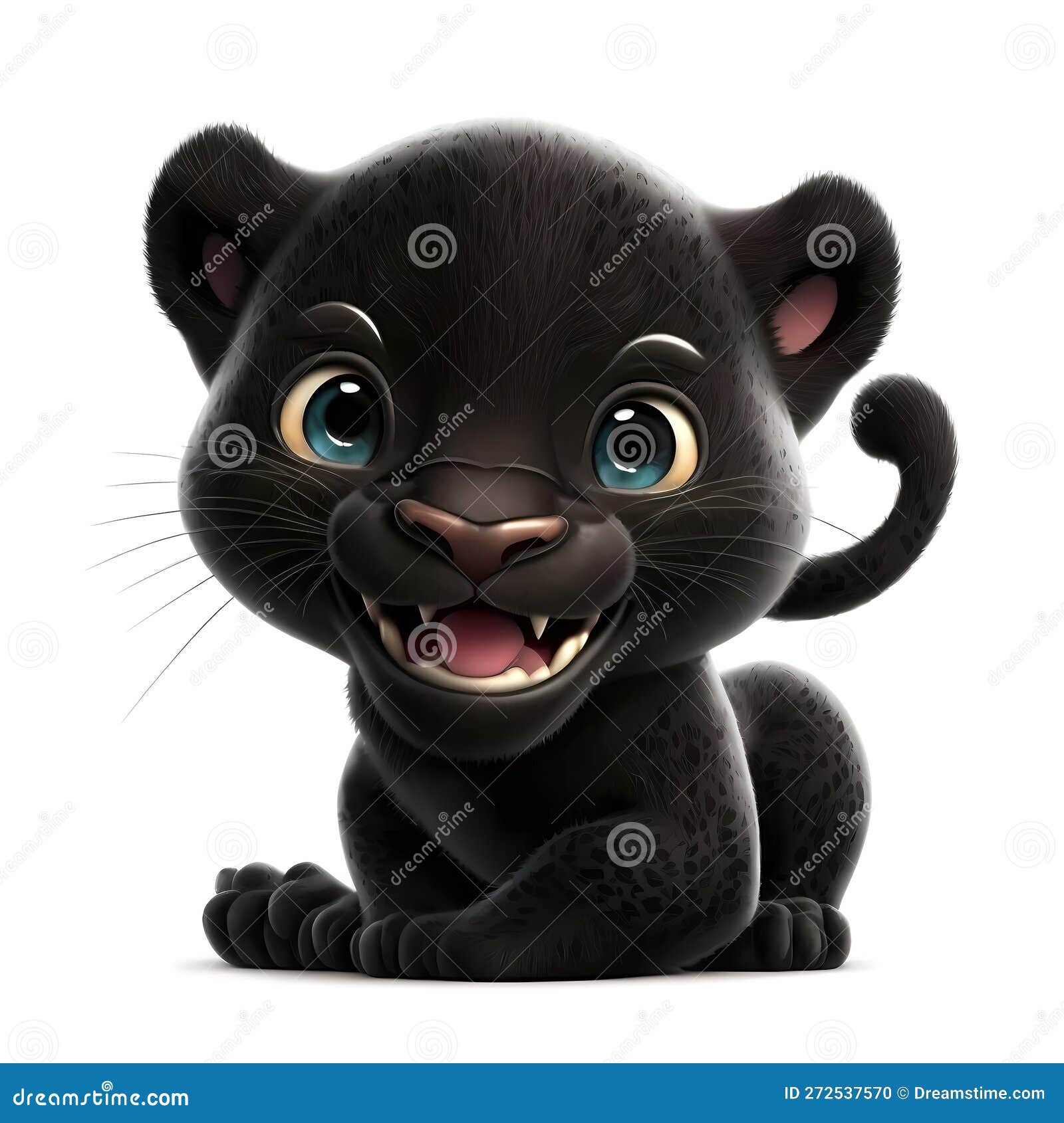 Cute Black Panther Cartoon. Generative AI Stock Illustration ...