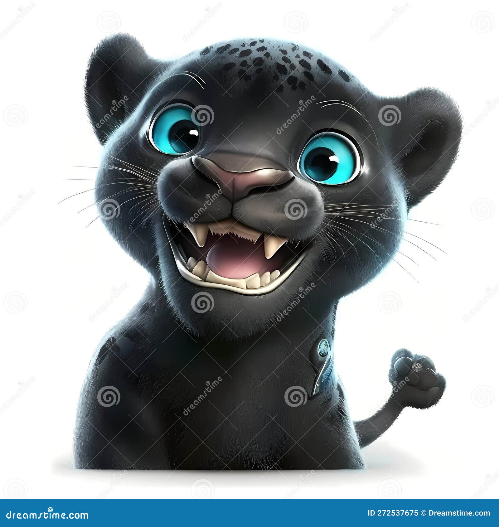 Cute Black Panther Cartoon. Generative AI Stock Illustration ...