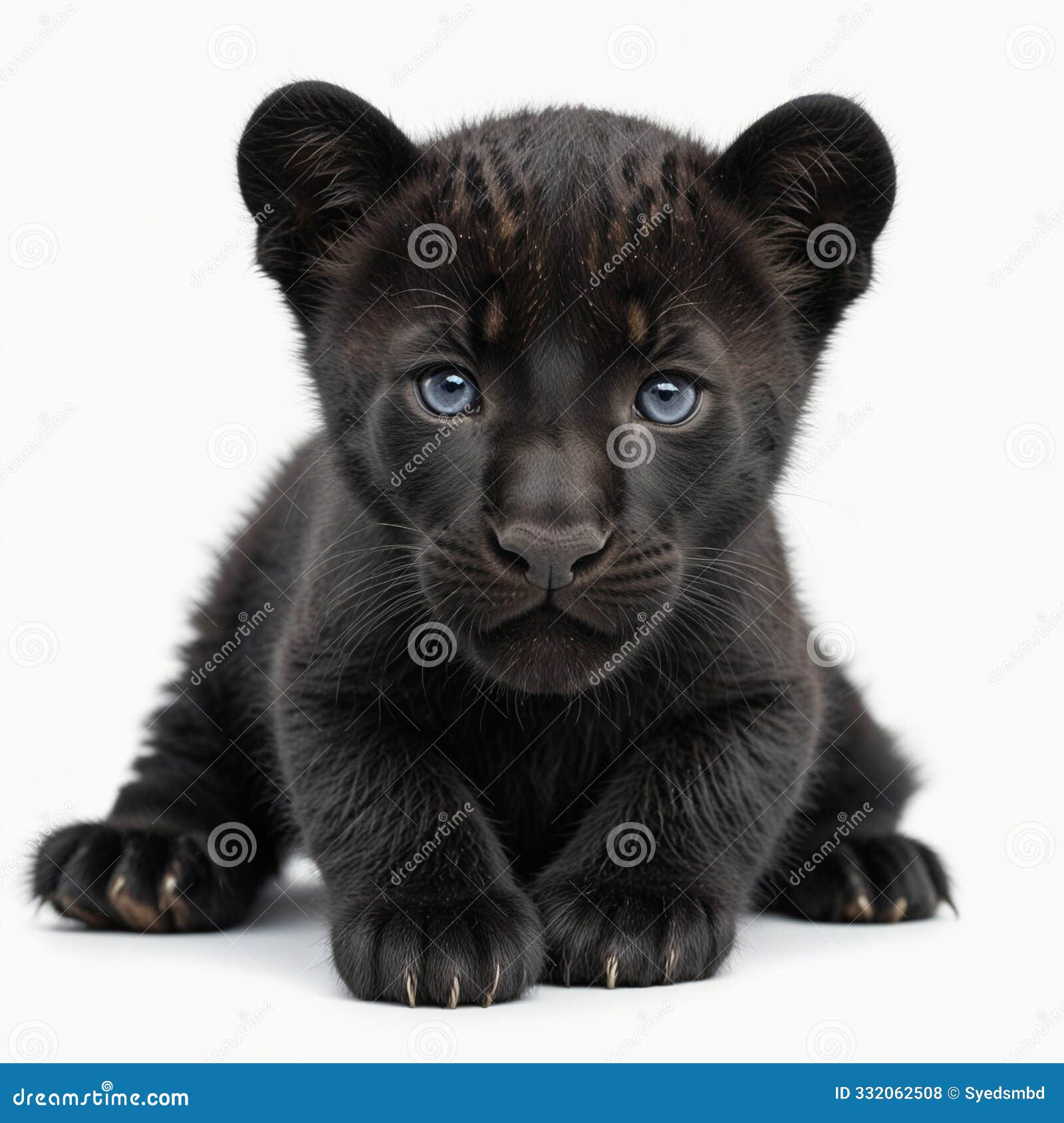 Cute Black Panther Cub, Isolated on White Background Stock Illustration ...