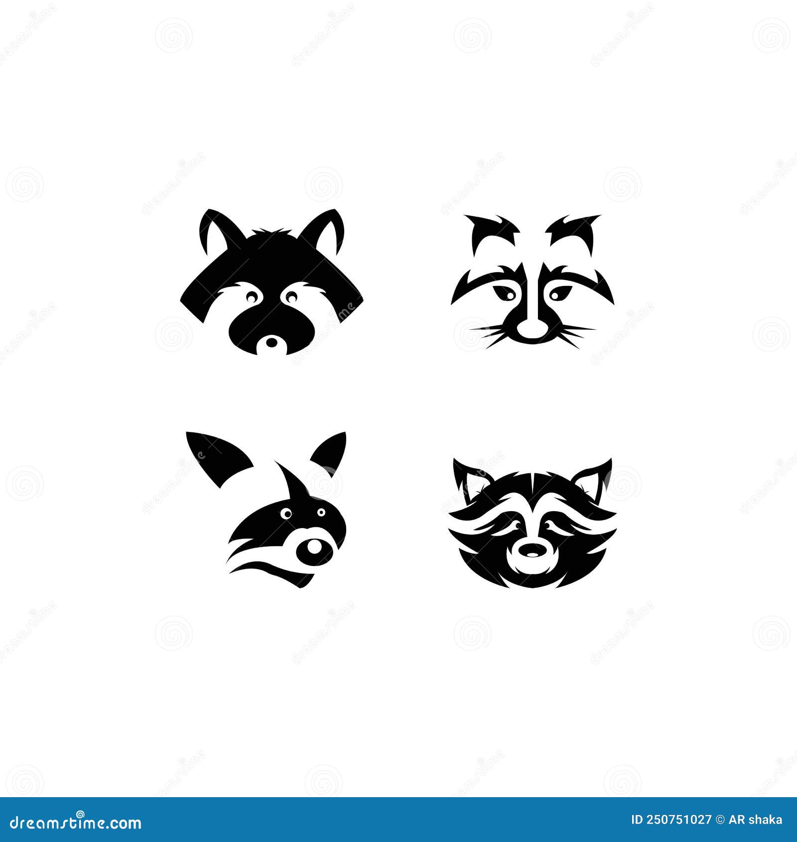 Cute Black Raccoon Logo Vector Icon Stock Vector - Illustration of ...