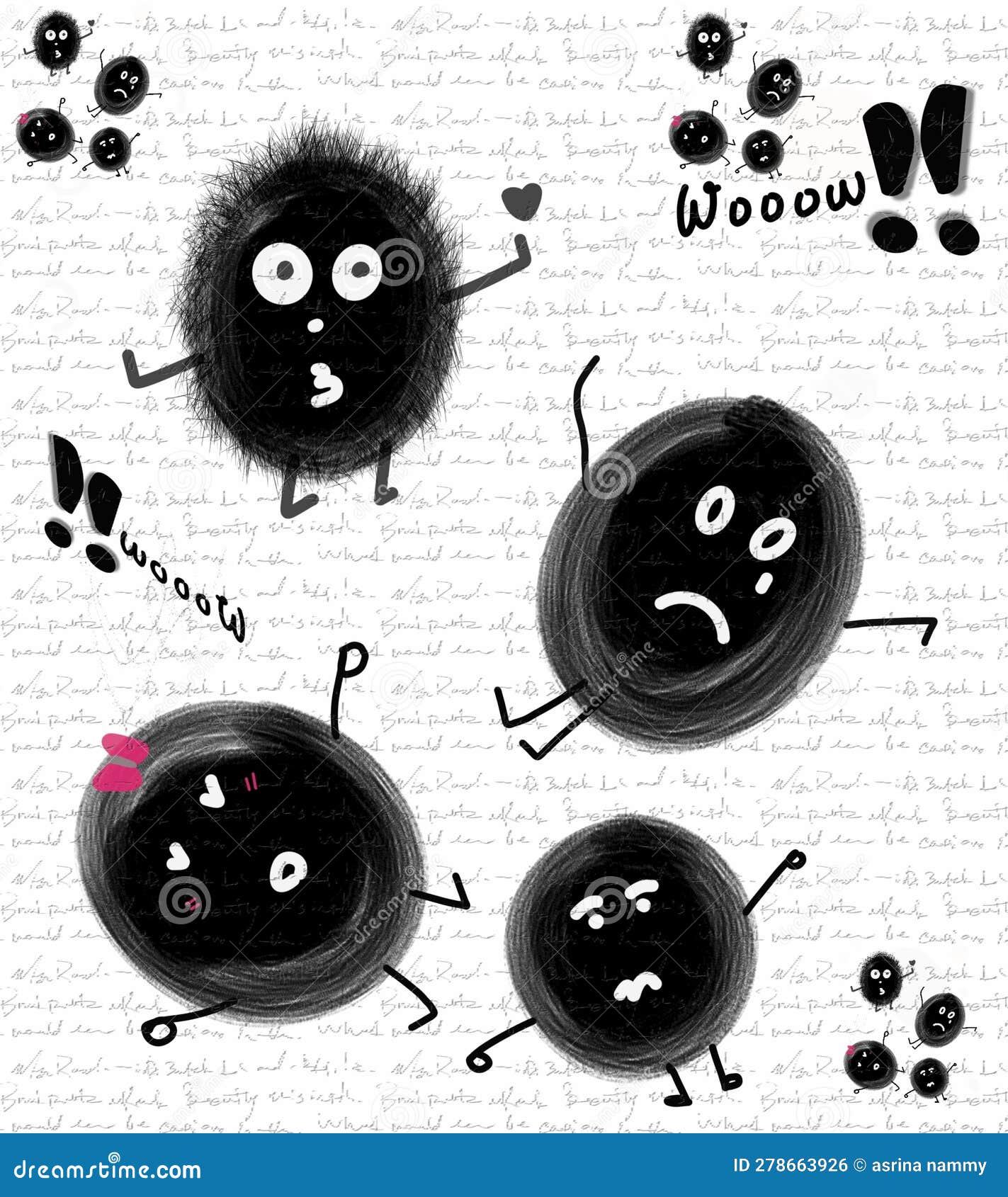 This is a Cute Black Round Character Cartoon Image Stock Illustration ...