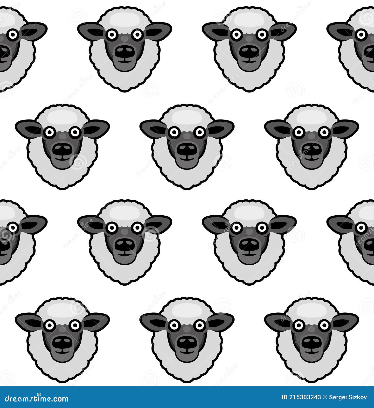 Cute Black Sheep Face Seamless Pattern. Vector Stock Vector ...