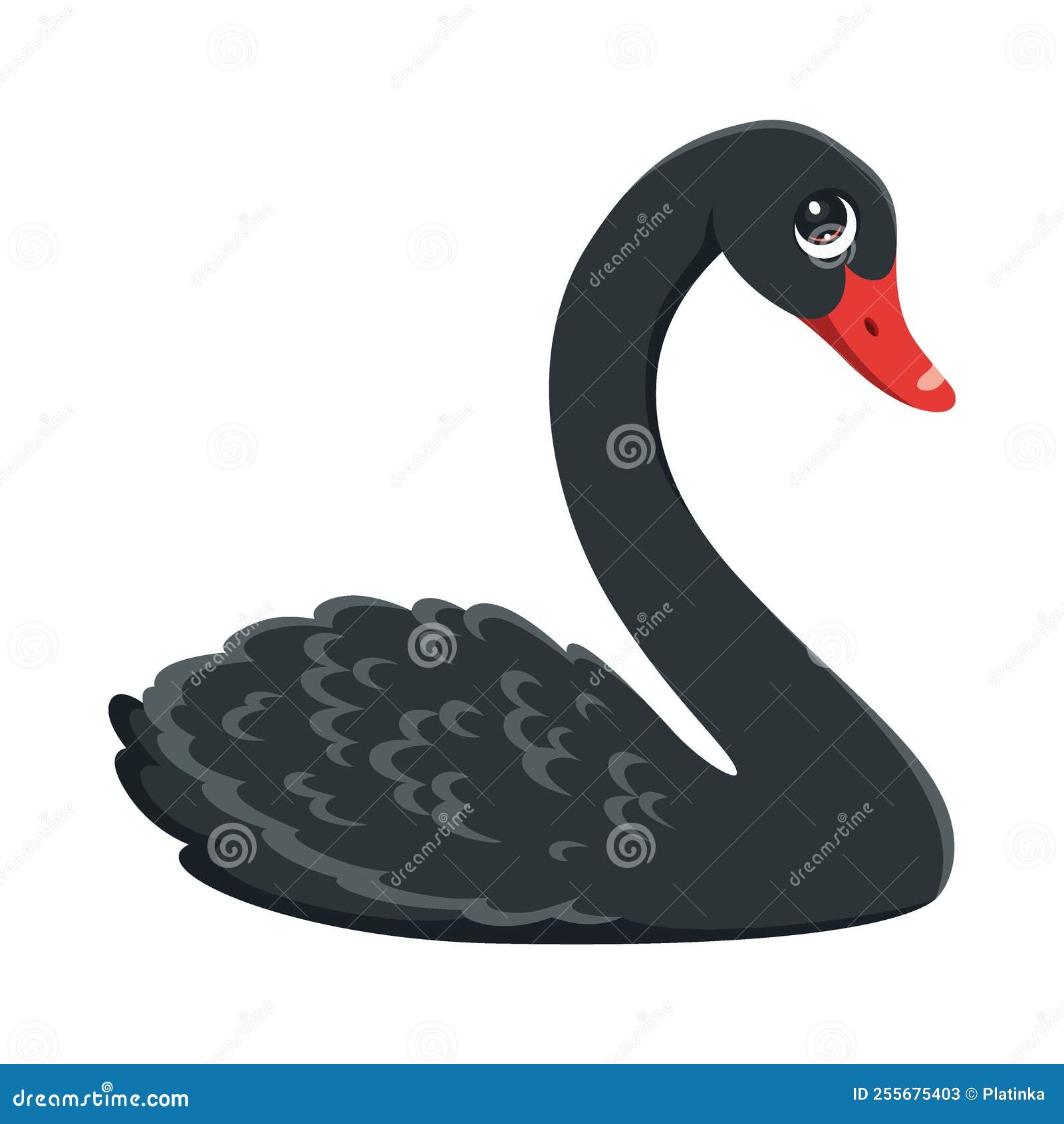 Cute Black Swan Cartoon Vector Illustration Stock Vector - Illustration ...