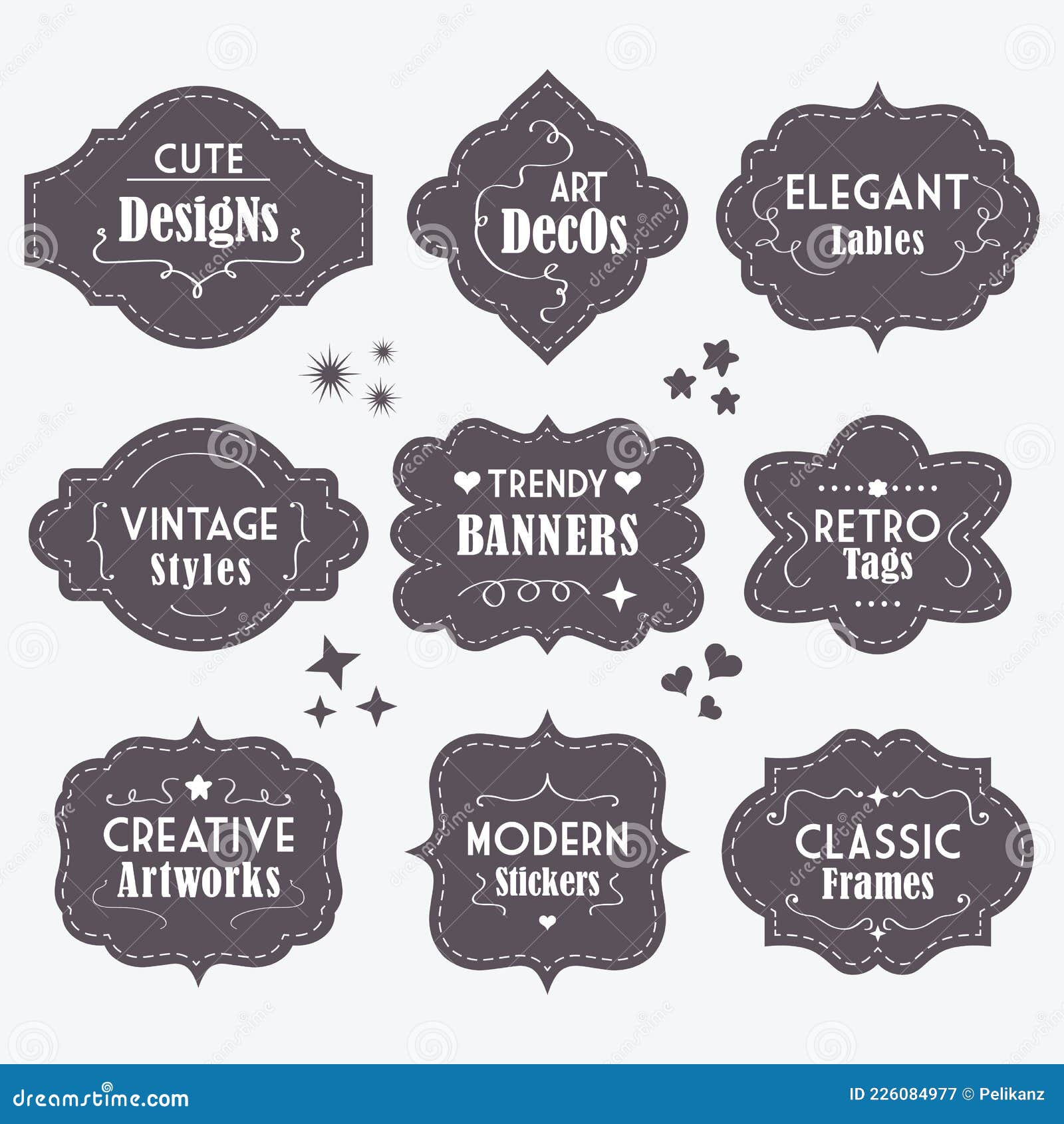 Cute Black Vintage and Modern Different Shapes Banners and Message ...