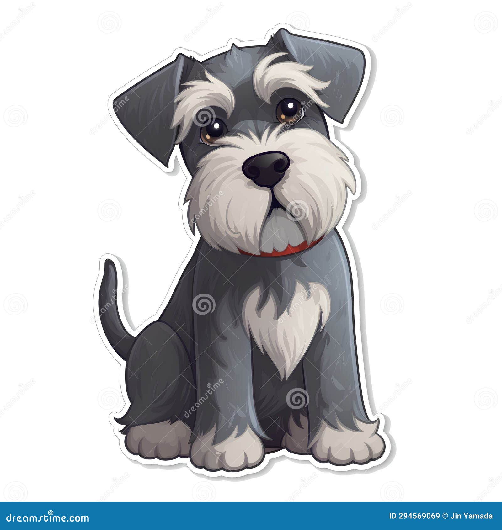 Cute Black and White Miniature Schnauzer Dog. Vector Illustration Stock ...