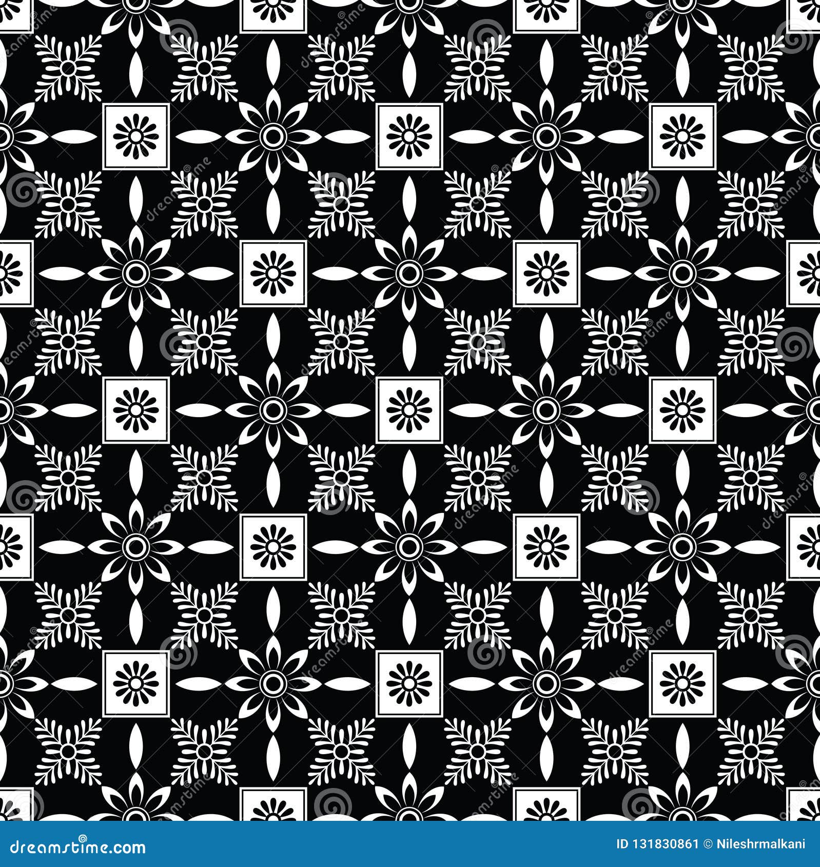 Cute Black and White Seamless Pattern Stock Vector - Illustration of ...